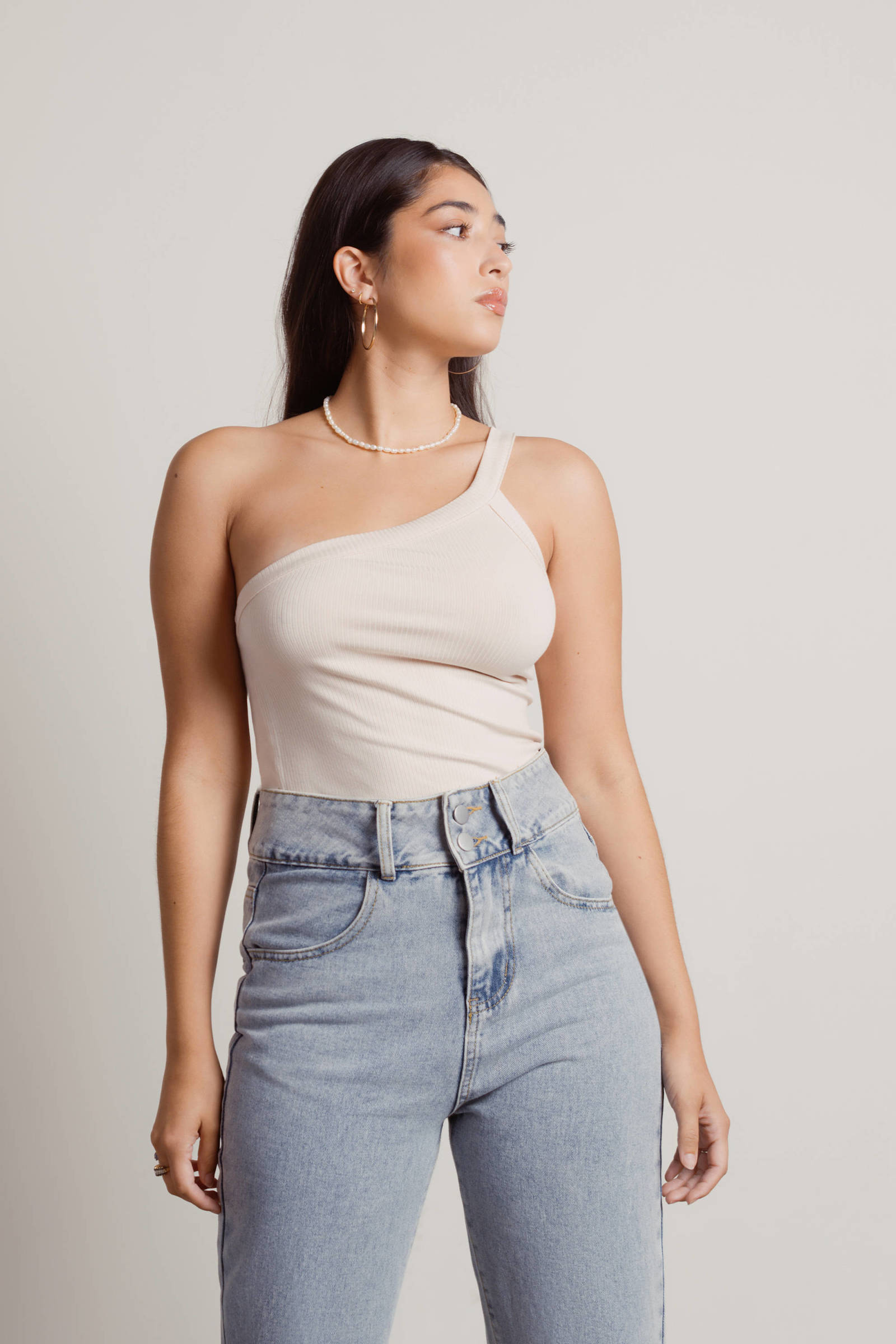 Green Crop Top - One Shoulder Crop Top - Sage Ribbed Crop Top