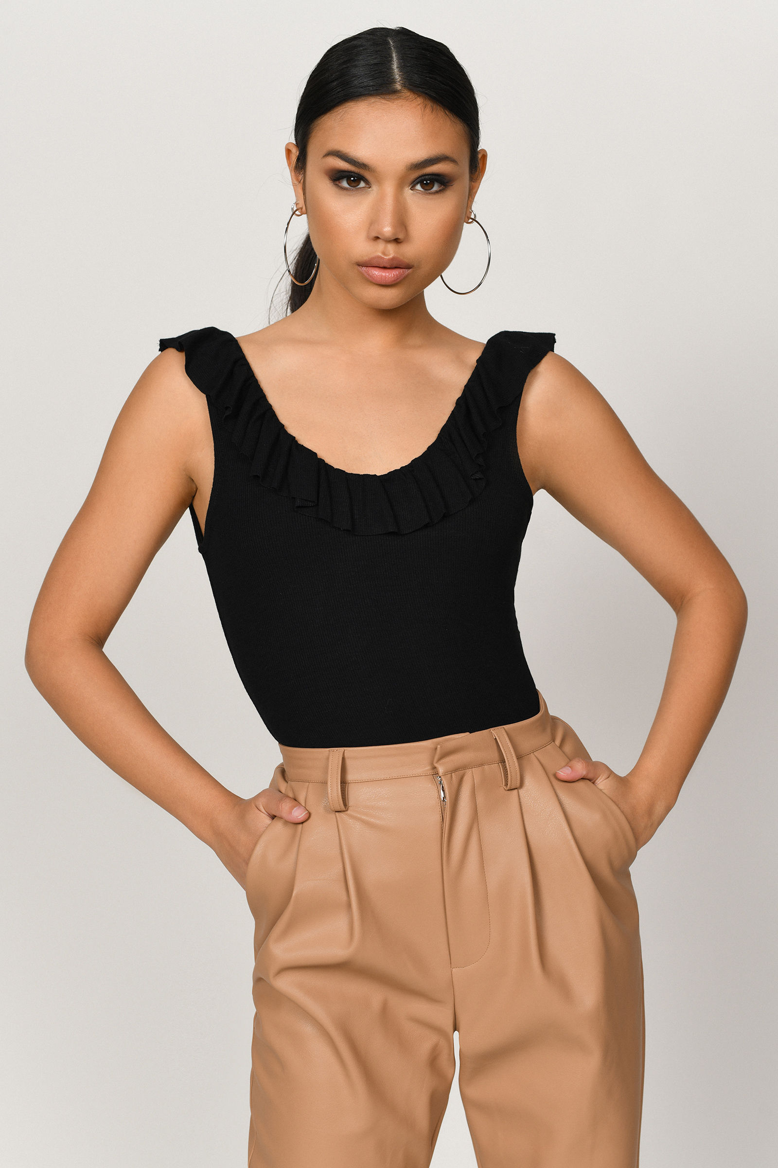 White Tank - Ruffle Tank Top - Low Back Tank - White Ruffle Shirt