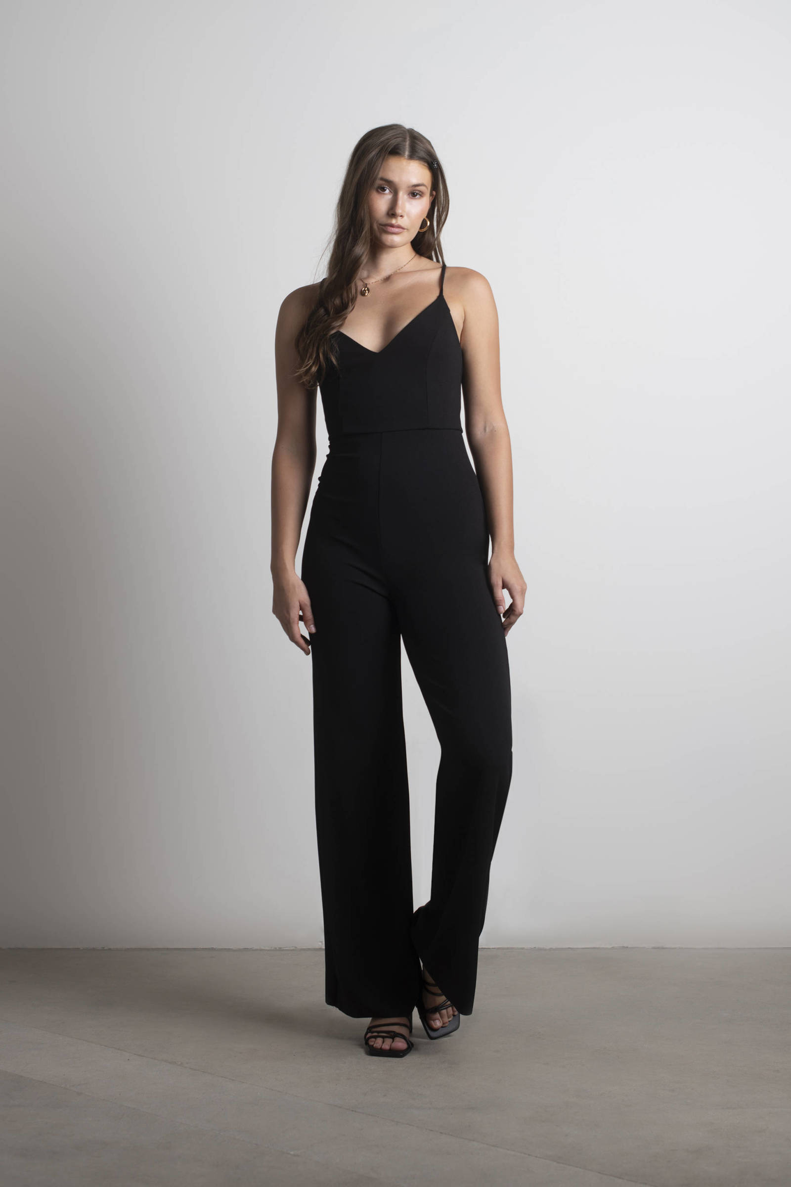 Black Wide Leg Jumpsuit - V-Neck Jumpsuit - Sleeveless Jumpsuit
