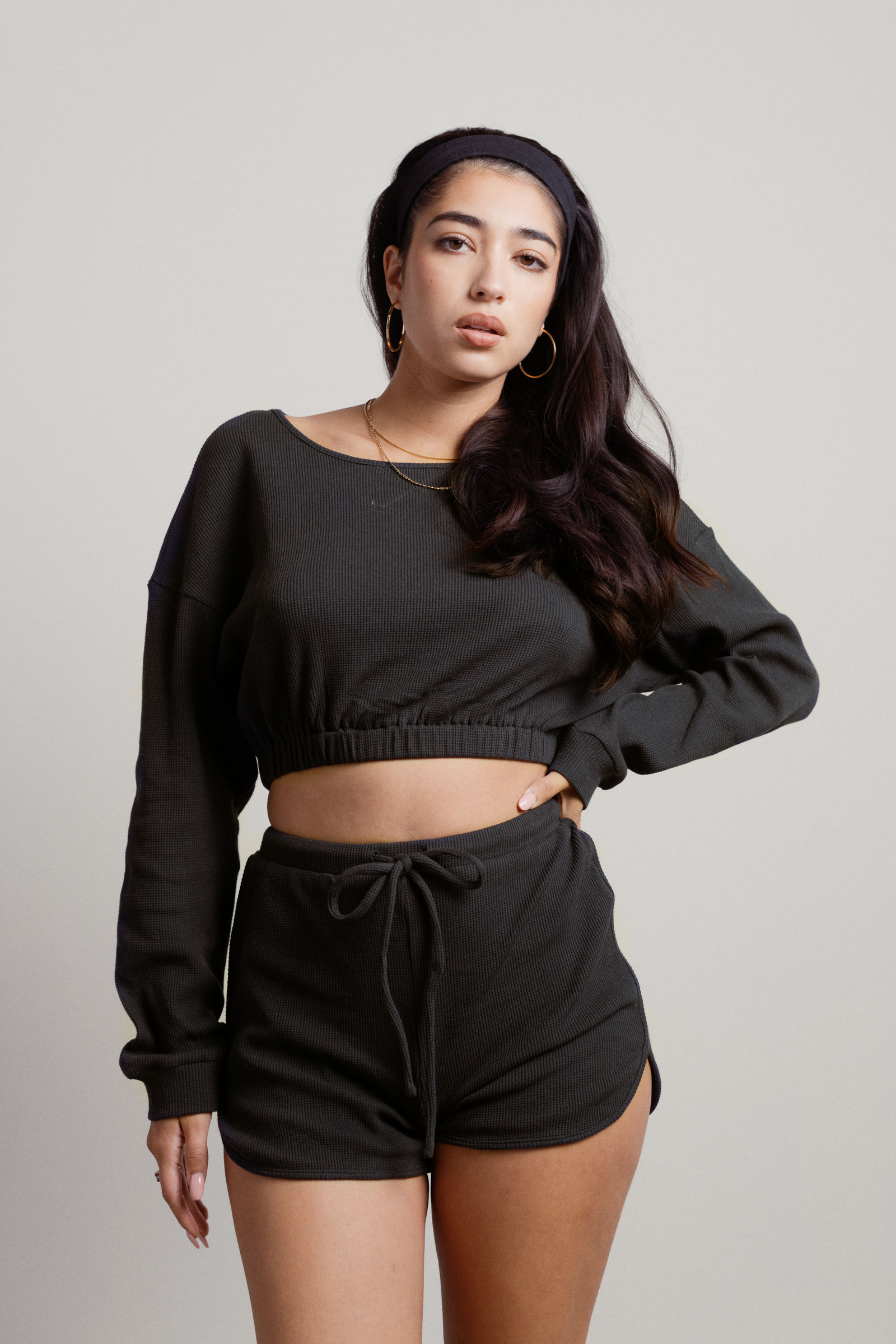 Black Shorts Set - Black Loungewear - Cute Knit Set