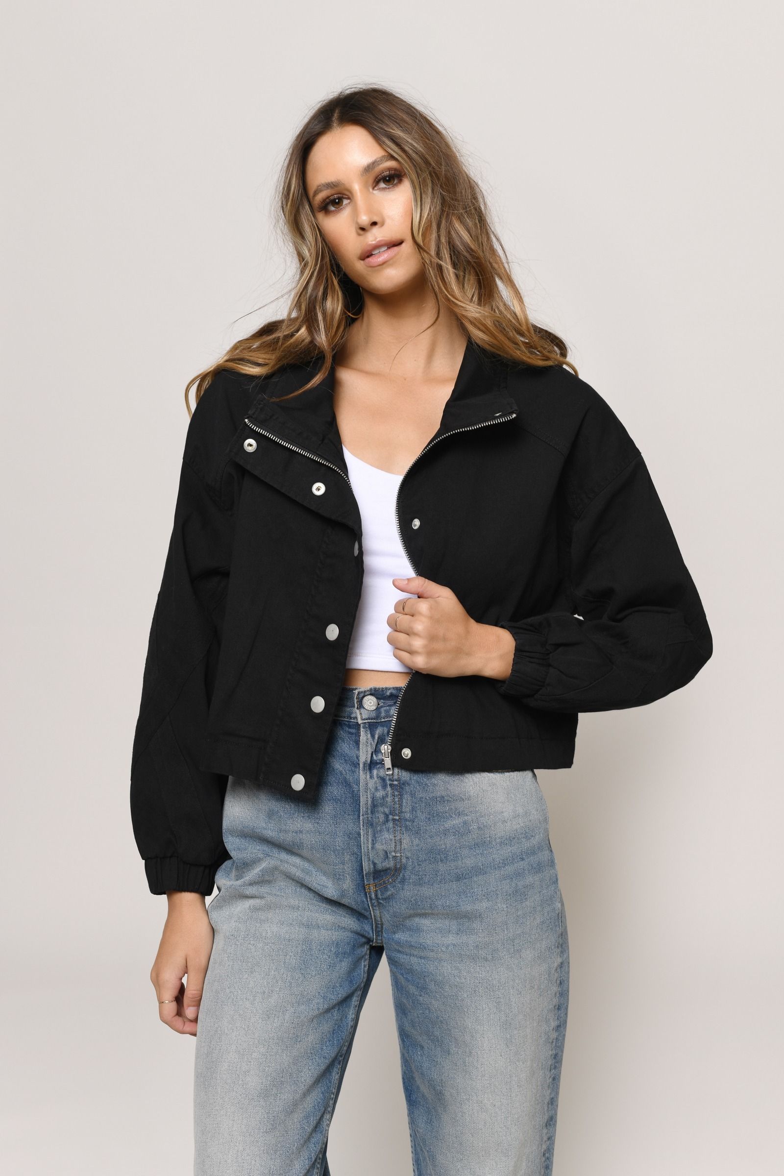 Black Cargo Jacket - Off Duty Cargo Jacket - Cropped Bomber Jacket