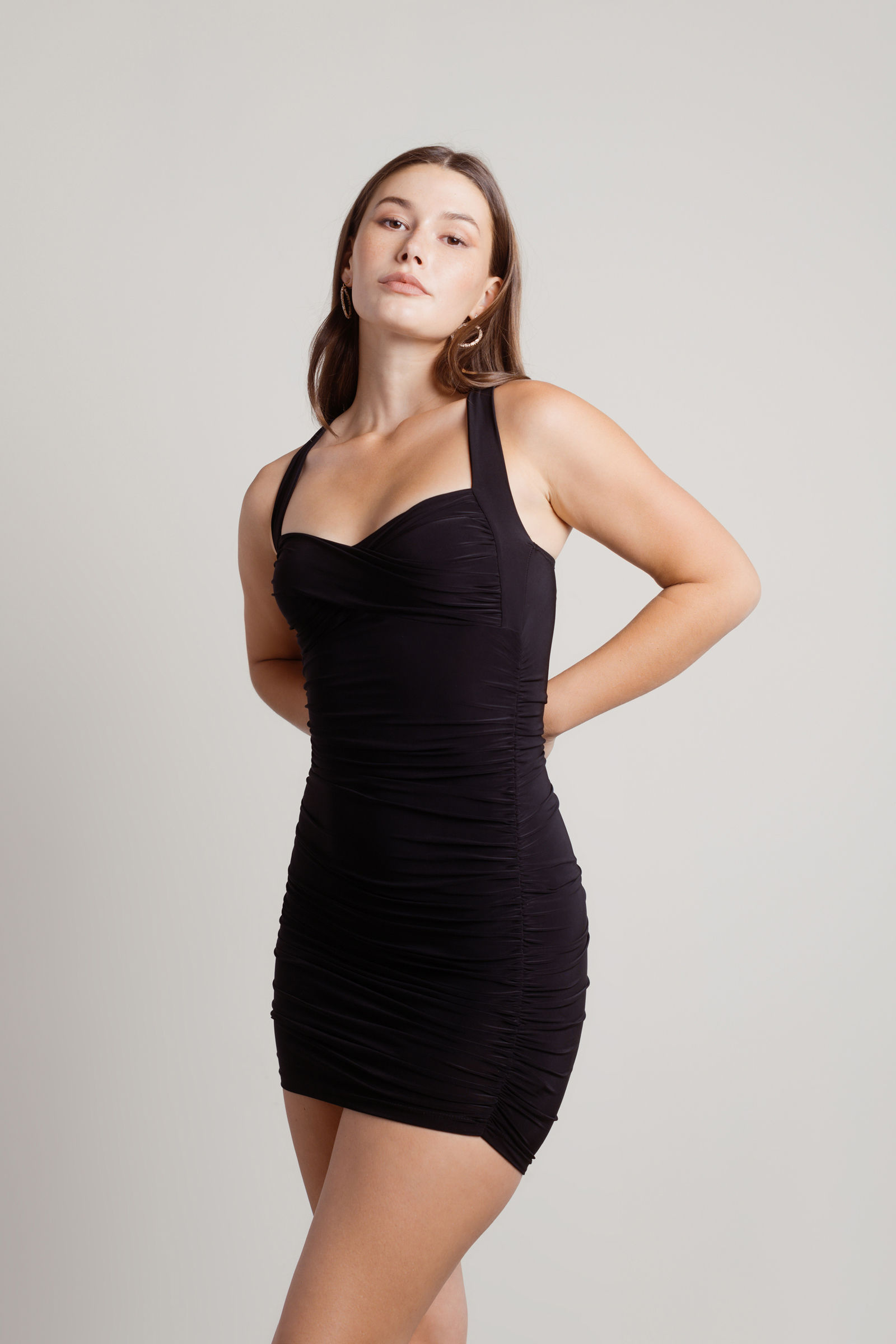 White Bodycon Dress - Bodycon Mini Dress - Cross Back Bodycon Mini Dress