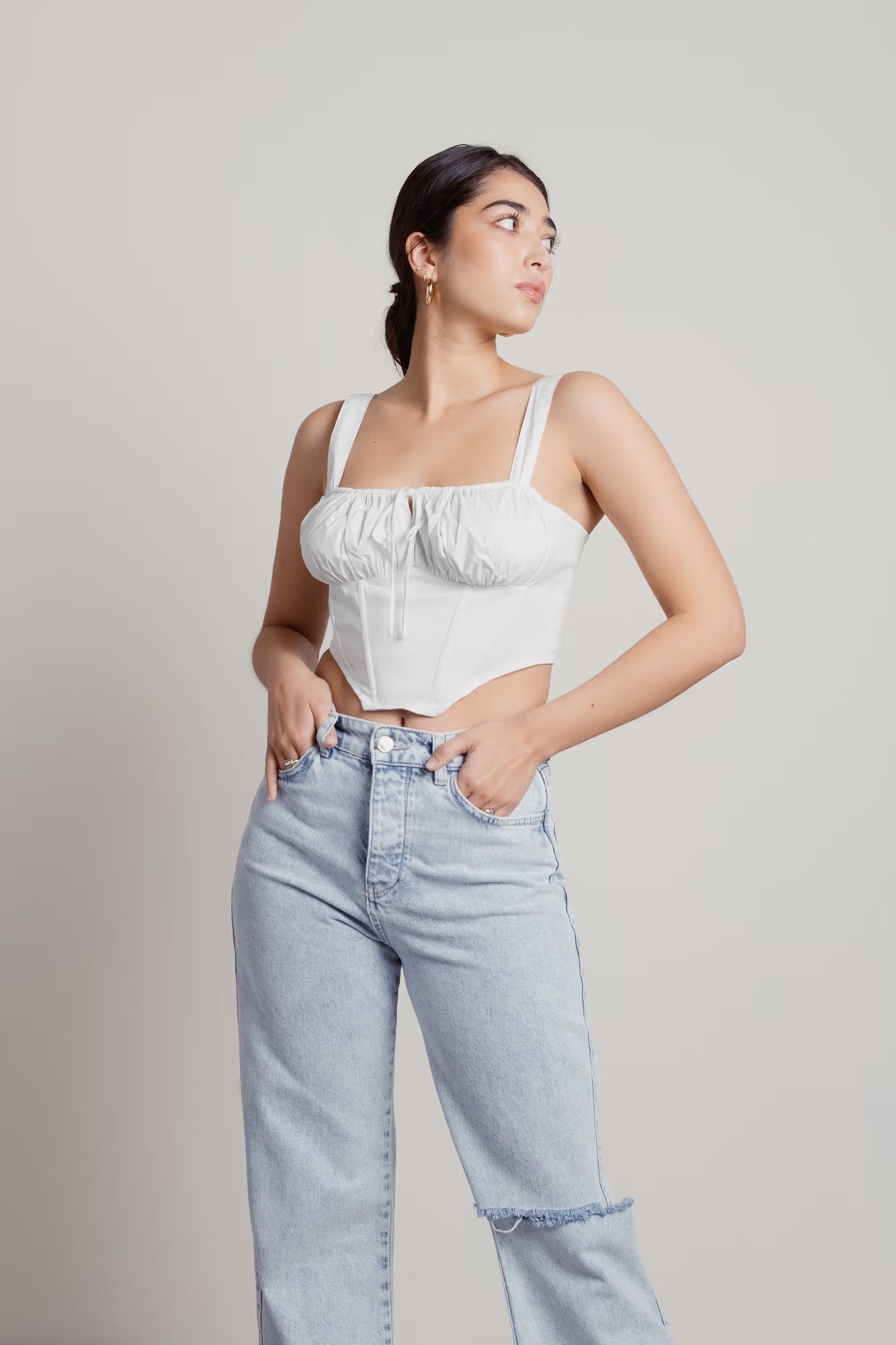Blue Purple Crop Top - Corset Bustier Keyhole Crop Top - Ruched Front ...