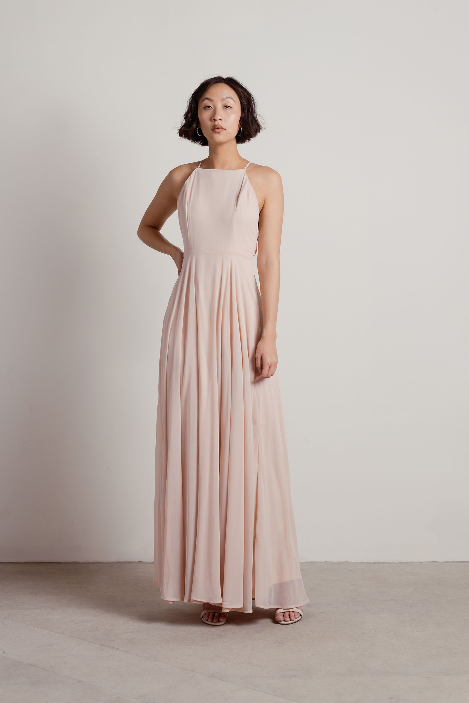 Pink Square Neck Dress - Blush X-Back Dress - Maxi Dress