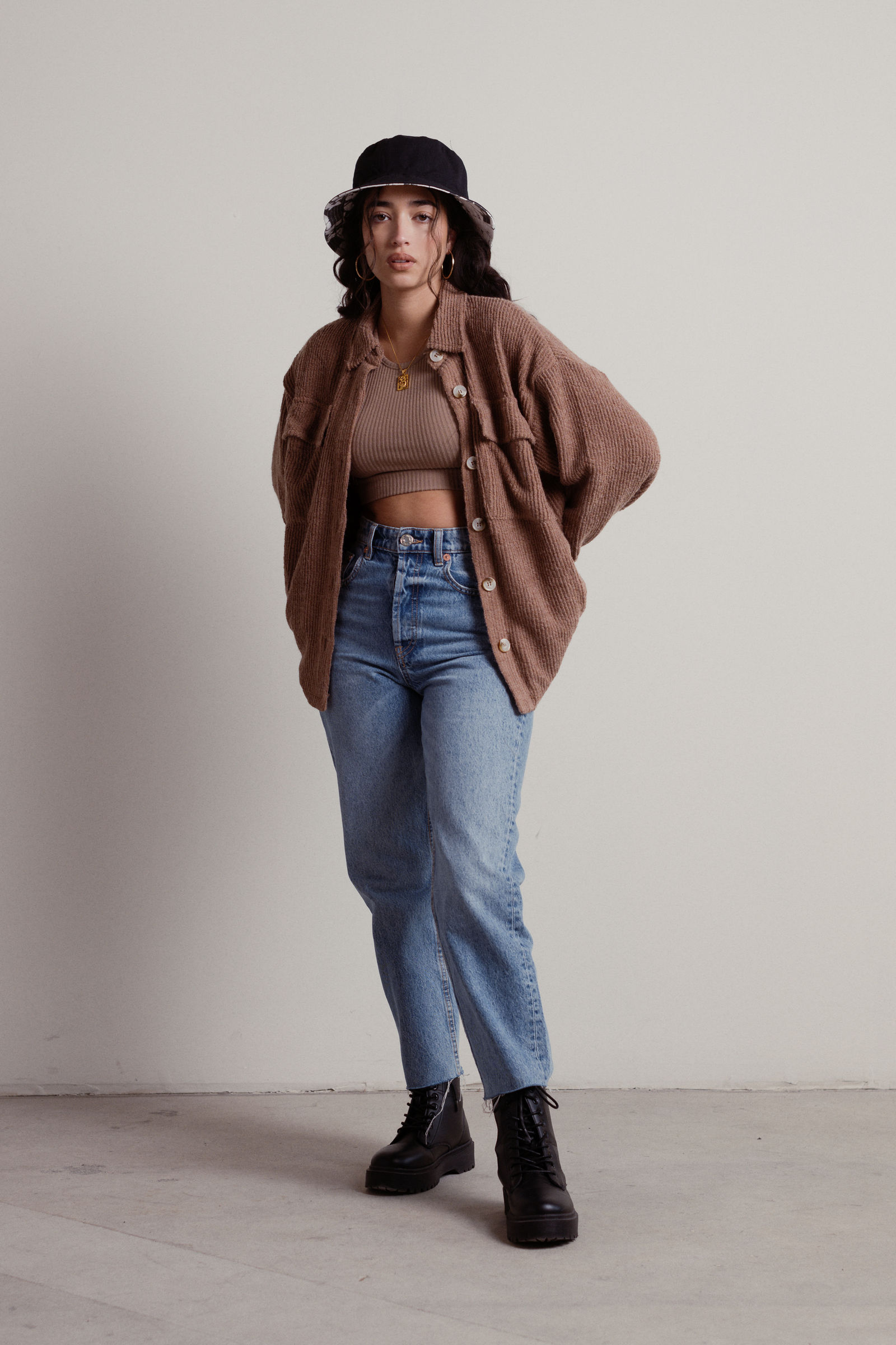 Brown Shacket - Soft Corduroy Shacket - Button Up Shacket