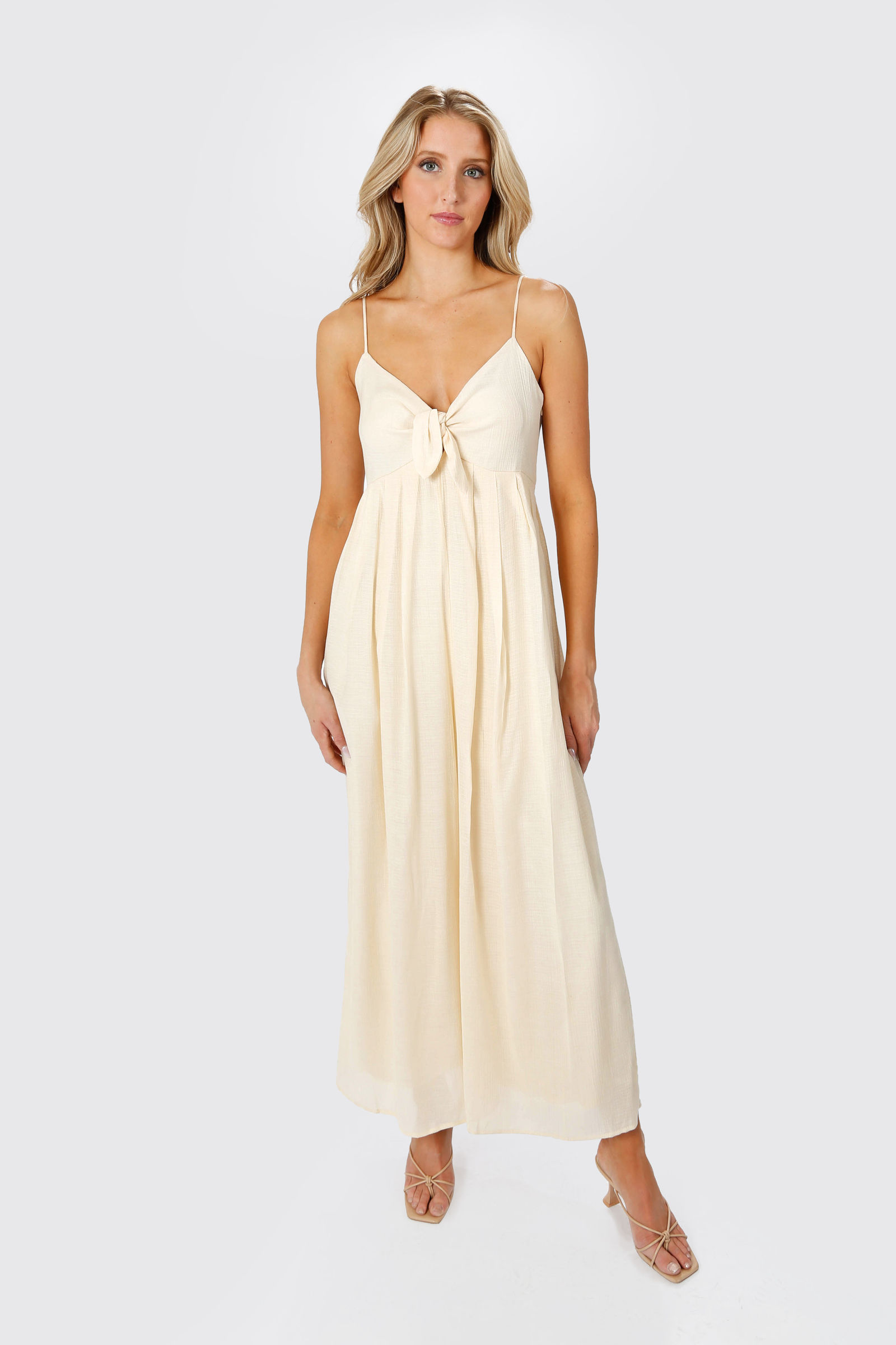 Cream Flutter Jumpsuit - V-Neck Keyhole Jumpsuit - White Jumpsuit