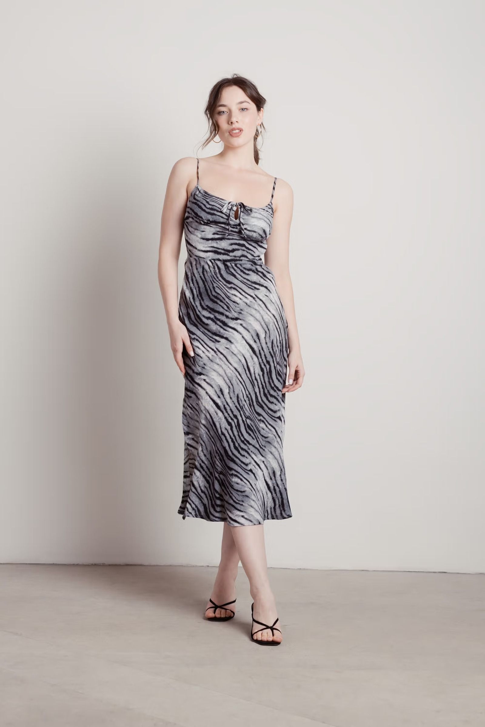 White Tiger Slip Dress - Tiger Midi Dress - A-Line Dress
