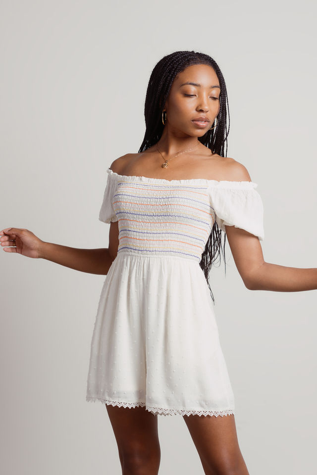 White Puff Sleeve Romper - Chic White Romper - Romper