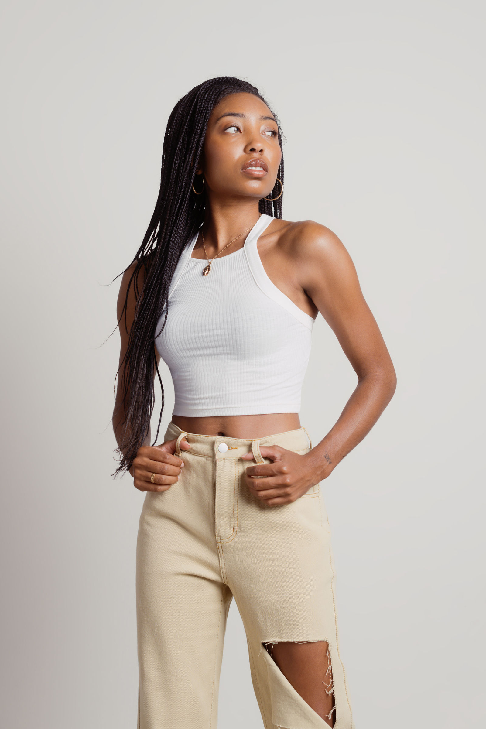 Green Ribbed Top - Green Knit Top - Fitted Crop Top