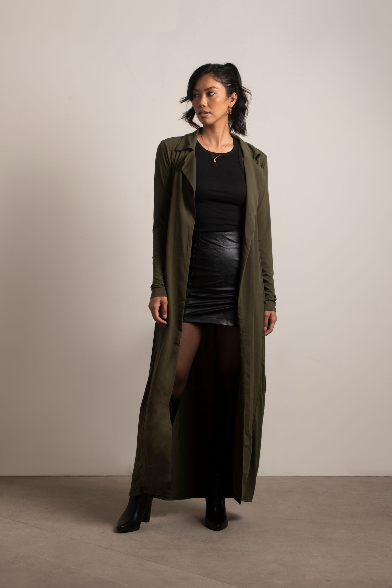 Olive Green Cardigan - Maxi Cardigan - Olive Green Long Cardigan