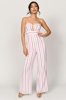 Wine Red Jumpsuit - Cowl Neck Jumpsuit - Waist Tie Jumpsuit