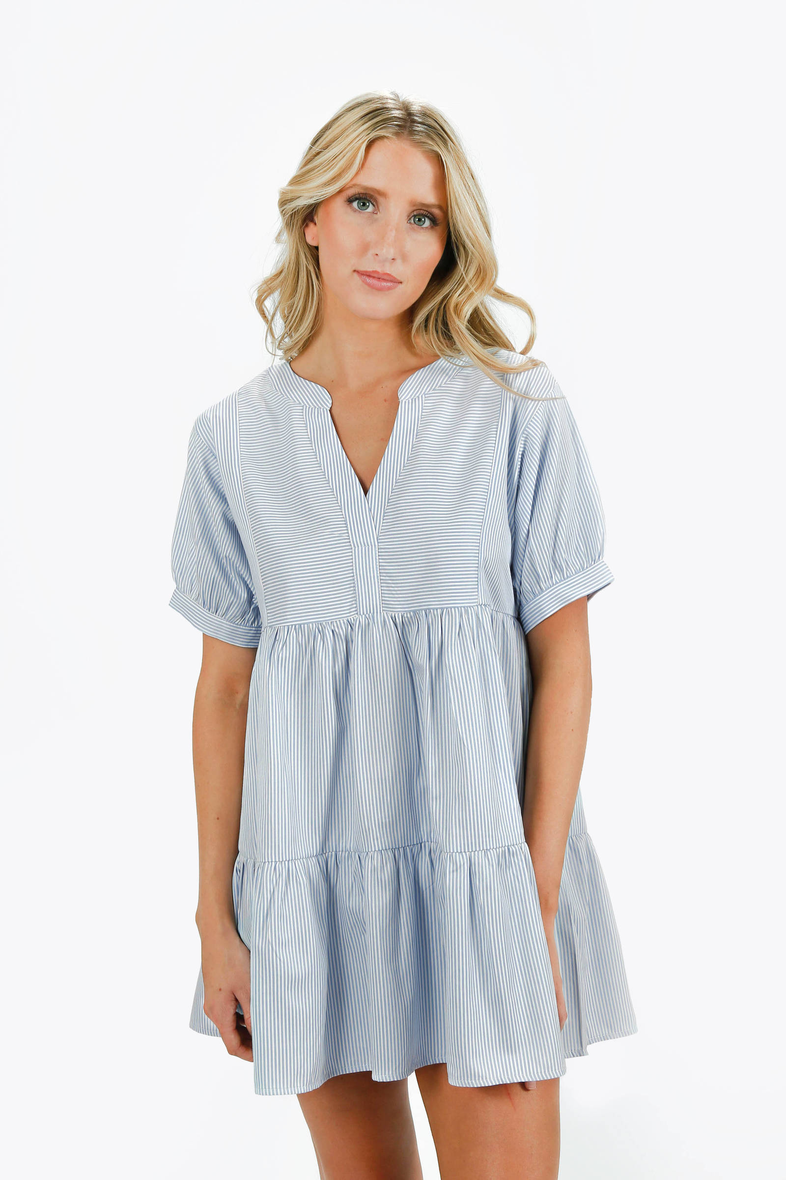 Czarina Tiered Babydoll Mini Dress - Sky - $30 | Tobi US