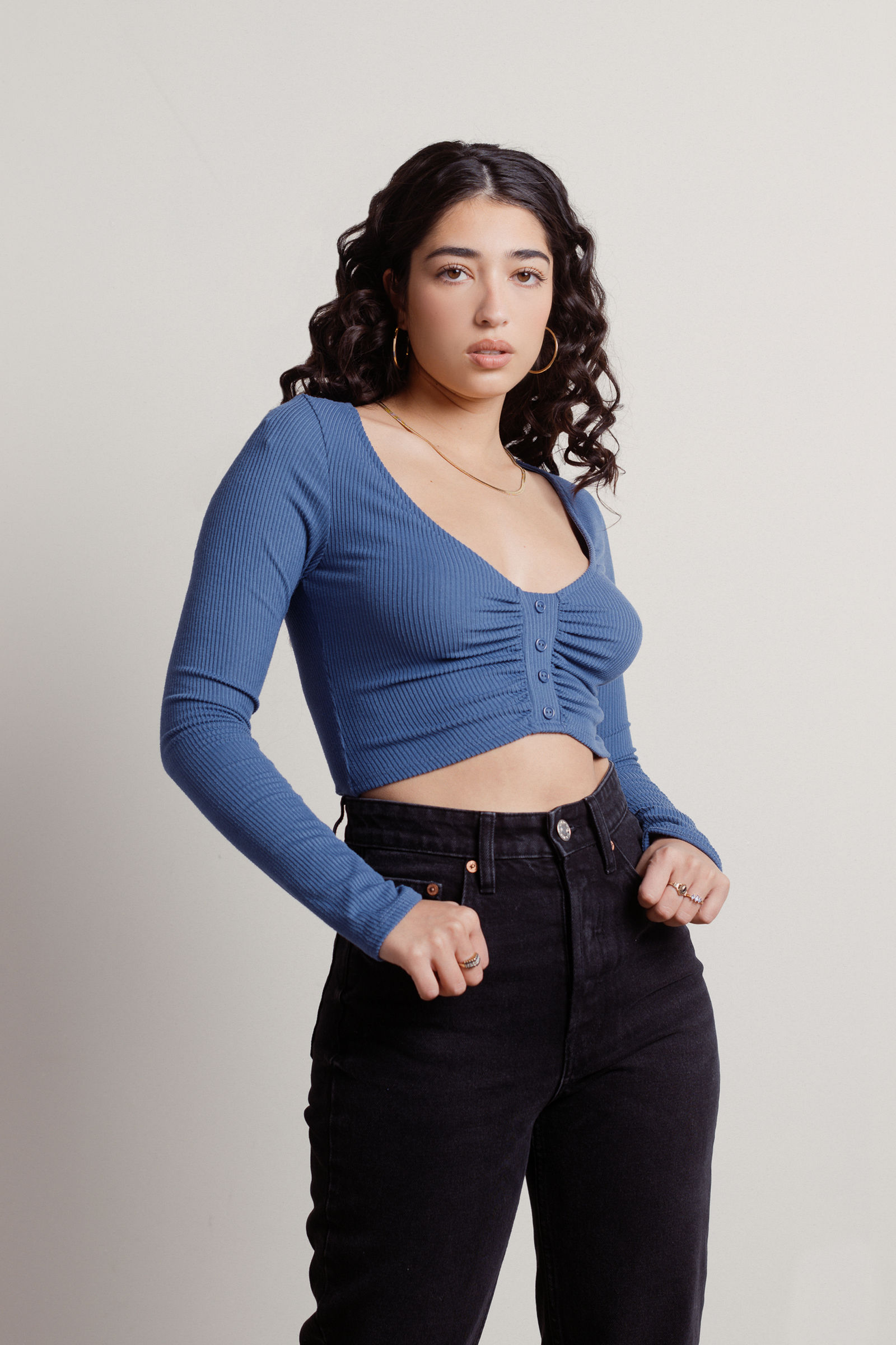Aiden Crop Top - Slate Blue - $16 | Tobi US