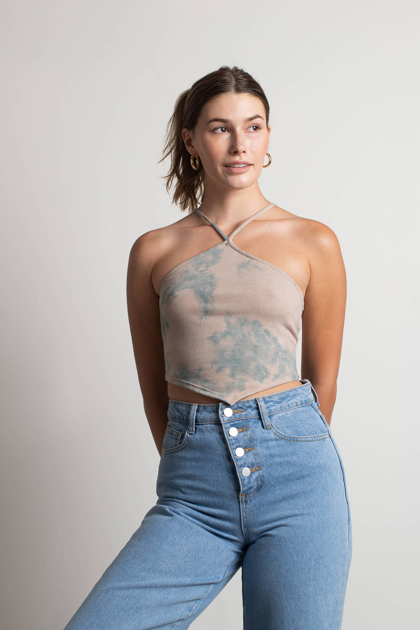 Navy Tie-Dye Top - Diamond Shaped Top - Blue Crop Top