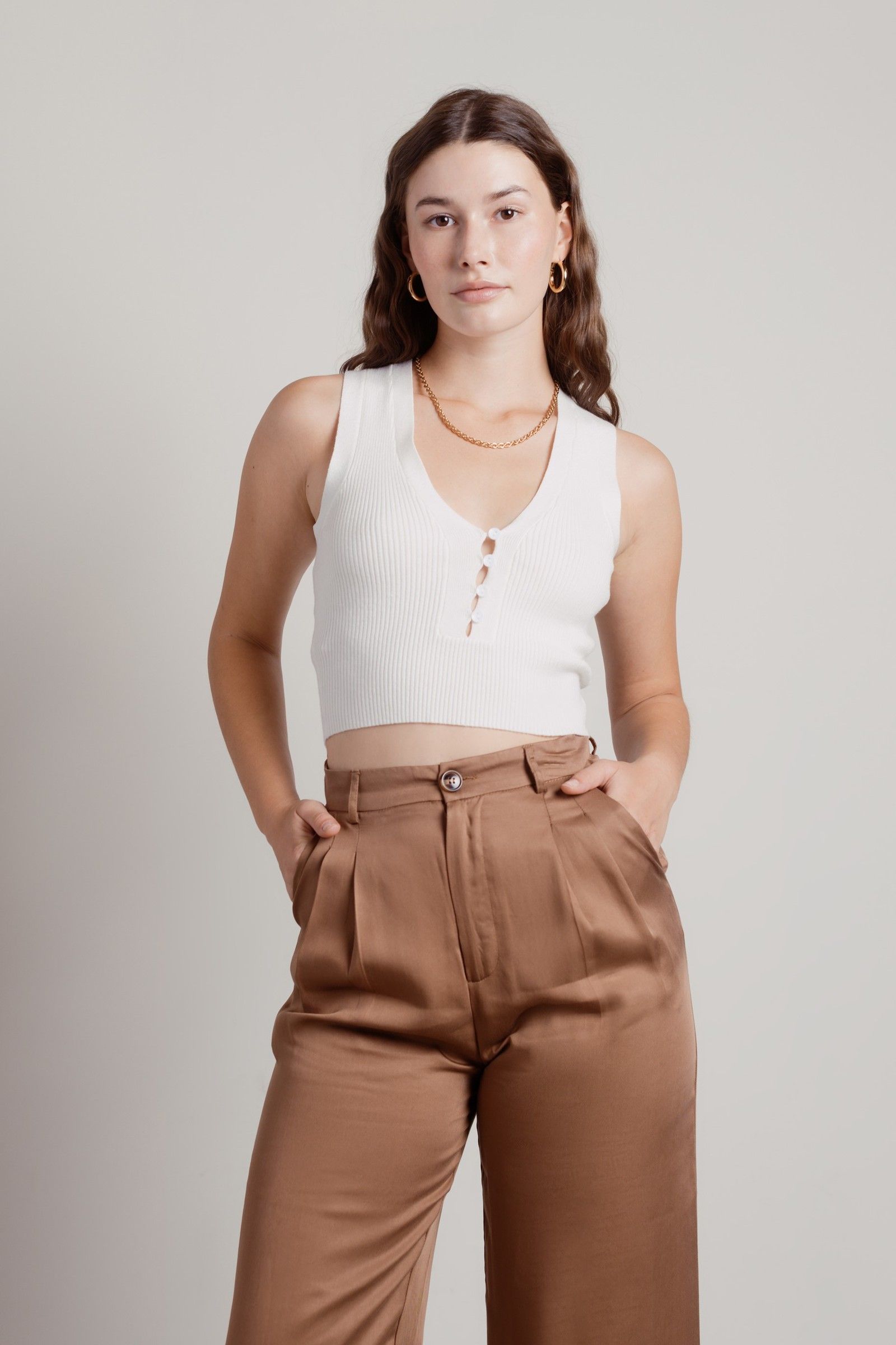 Lavender Crop Top - V-neck Crop Top - Buttoned Crop Top