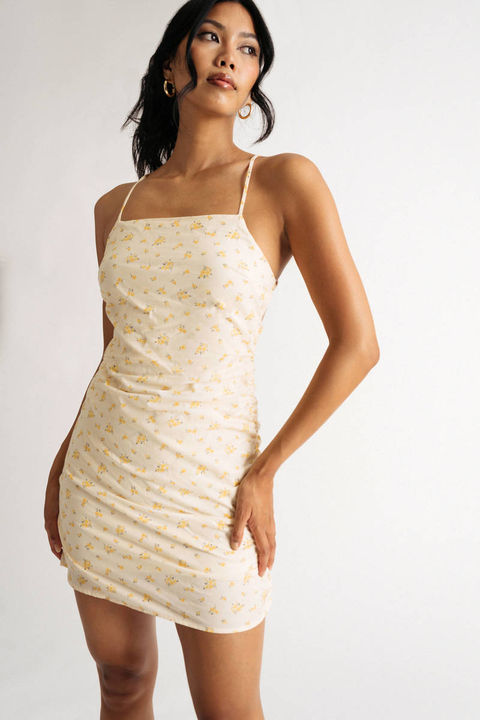 Yellow Dress - Ribbed Yellow Dress - Yellow Bodycon Dress
