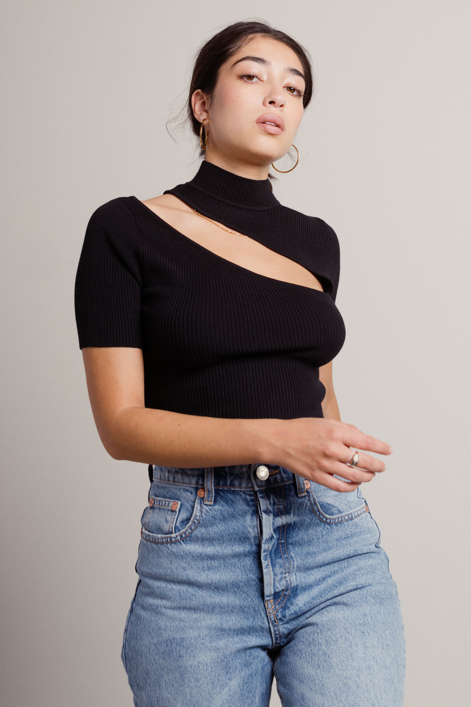 White Crop Top - Cutout Knit Crop Top - Ribbed Crop Top