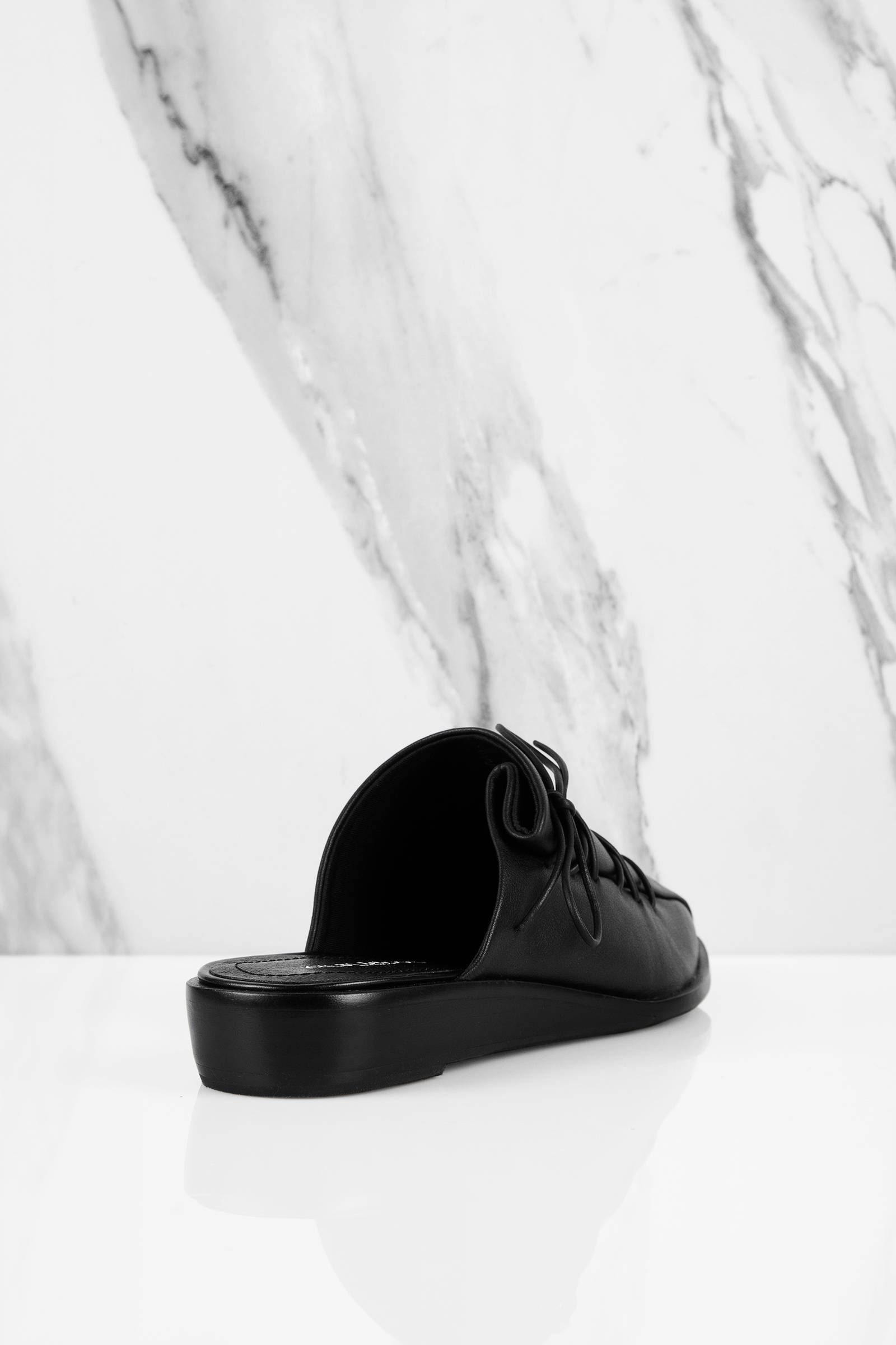 Black Mules - Leather Lace Up Mules - Slip on Mules