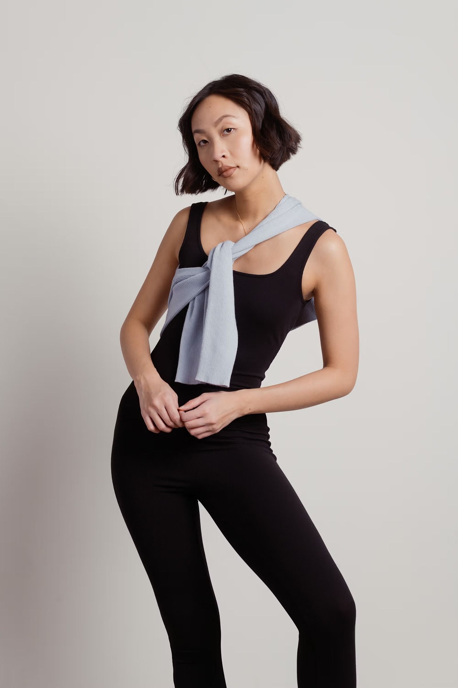 Black Unitard - Ribbed Full Length Unitard - Tight legging fit Unitard