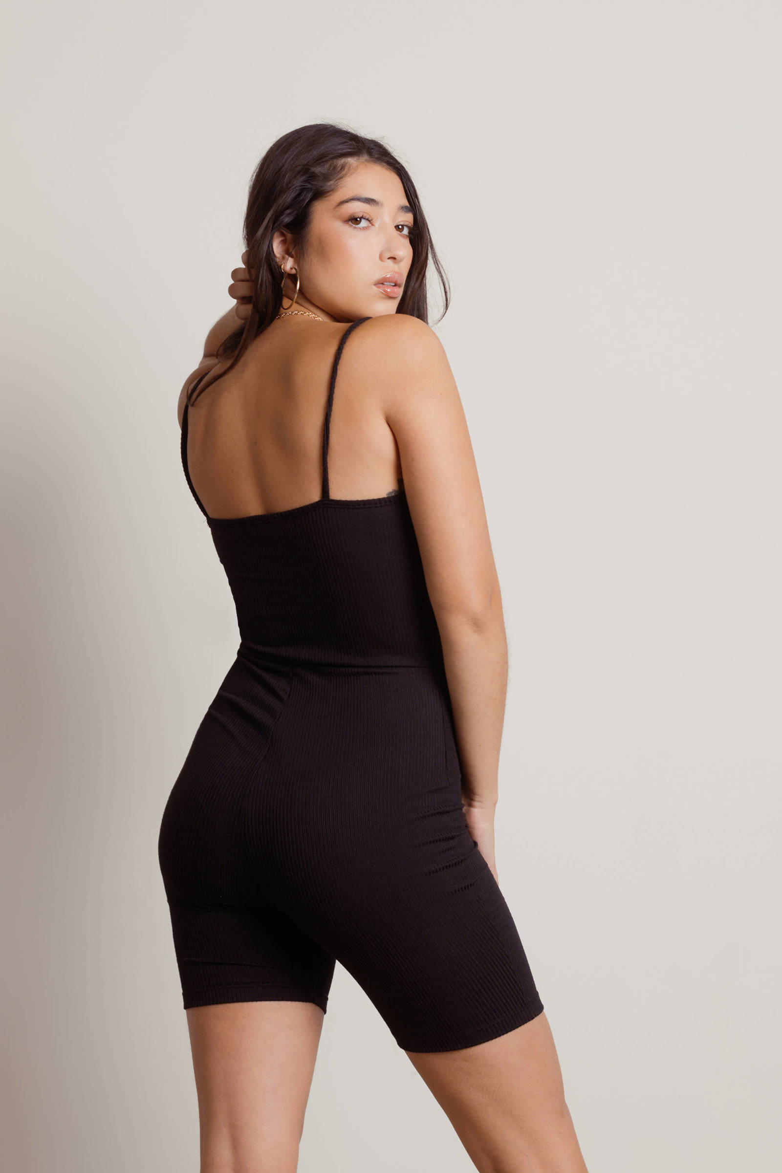 Chic Black Unitard - Black Romper - Ribbed Unitard