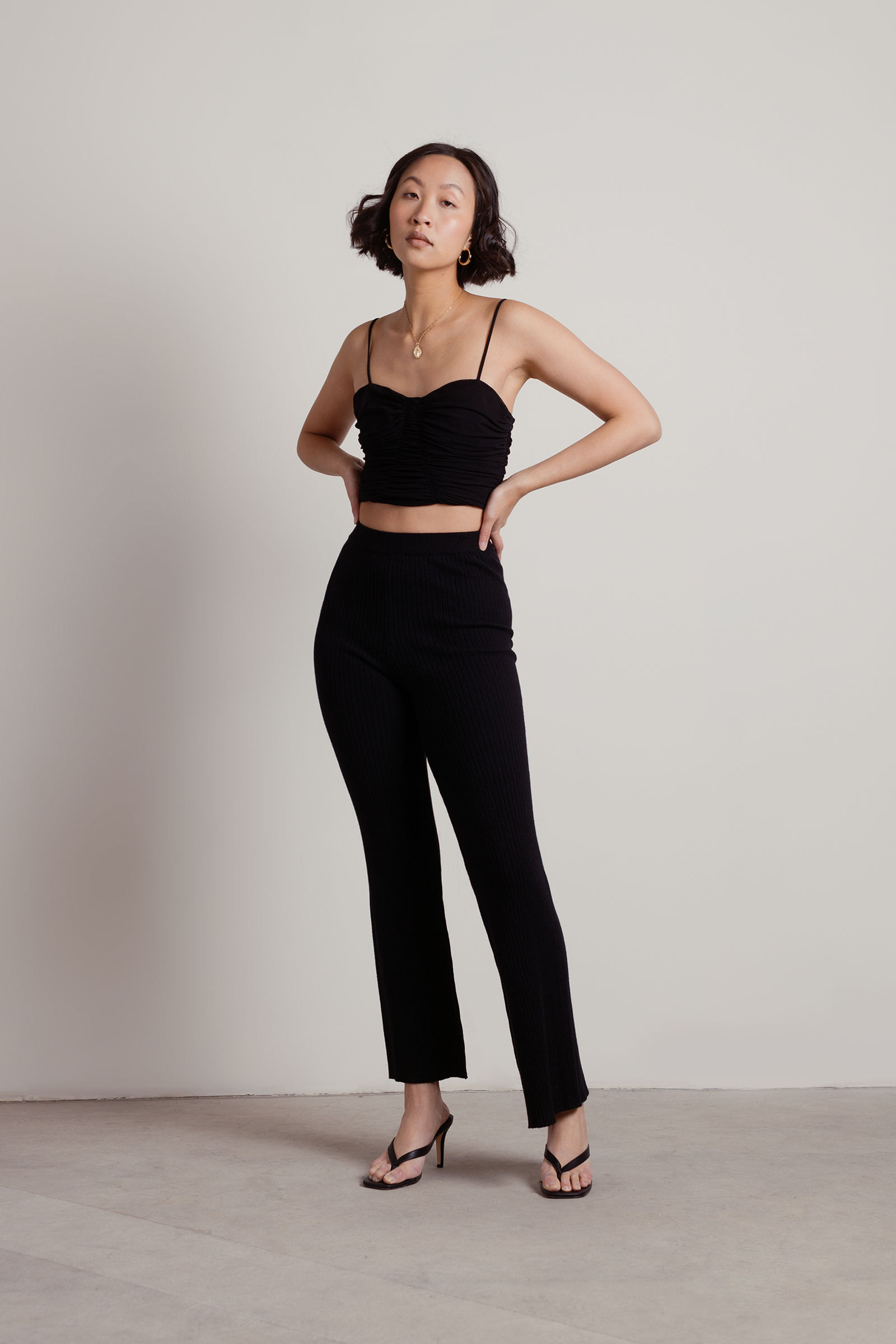 Blue Crop Top - Buff Mesh Halter Crop Top - Front Ruched Crop Top