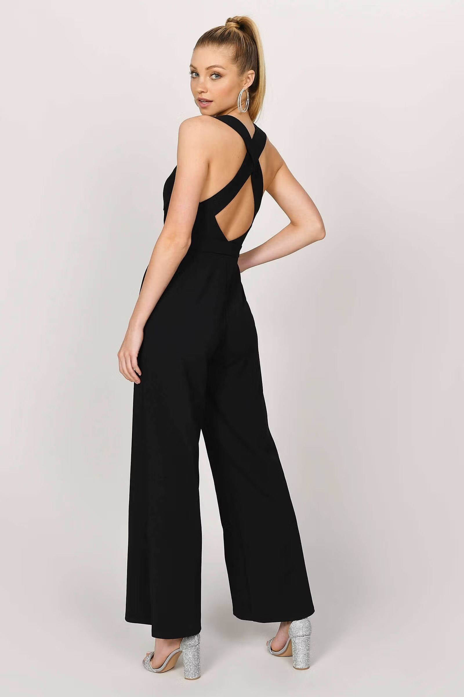 Wine Red Jumpsuit - Wide Slit Leg Jumpsuit - Sleeveless Jumpsuit