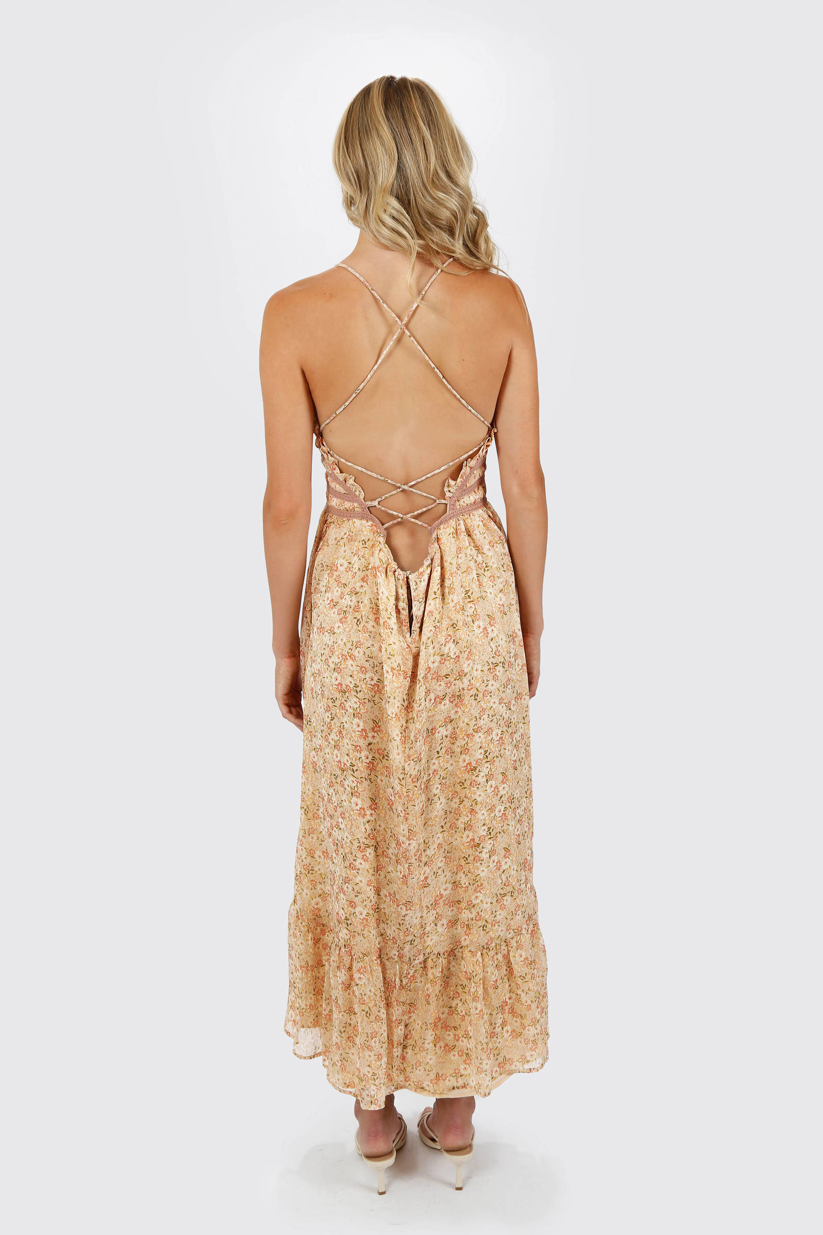Della Floral Cross Back Maxi Dress - Blush/Multi - $51 | Tobi US