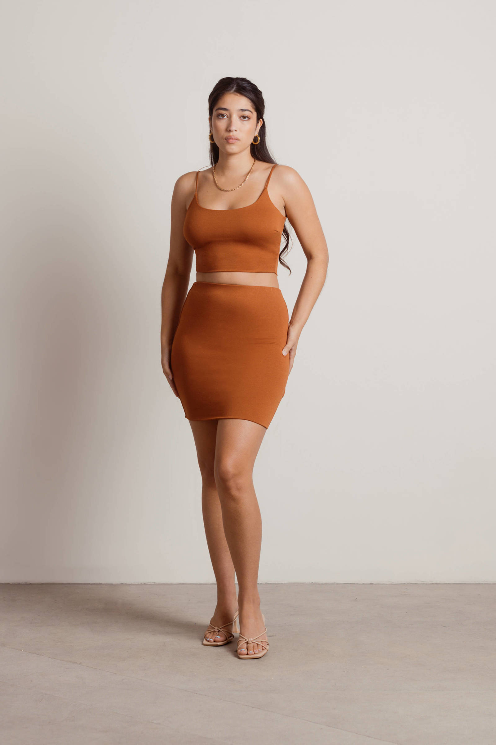 White 2 Piece Set - White Bodycon Skirt - White Cami Top