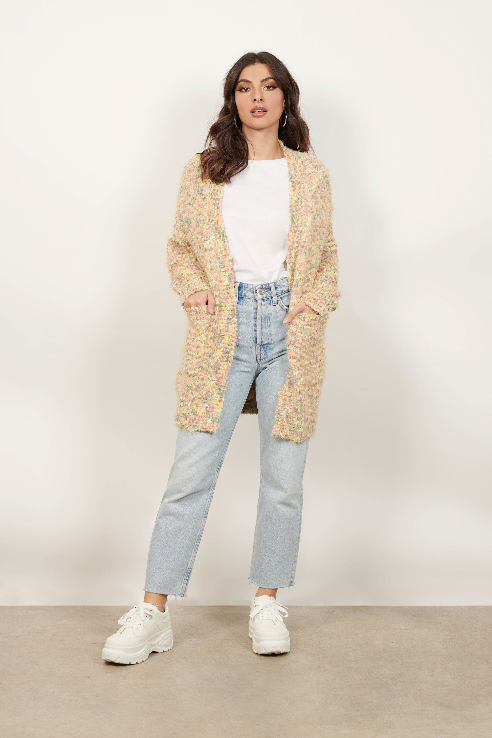 Yellow Cardigan - Oversized Cardigan - Cream Cardigan