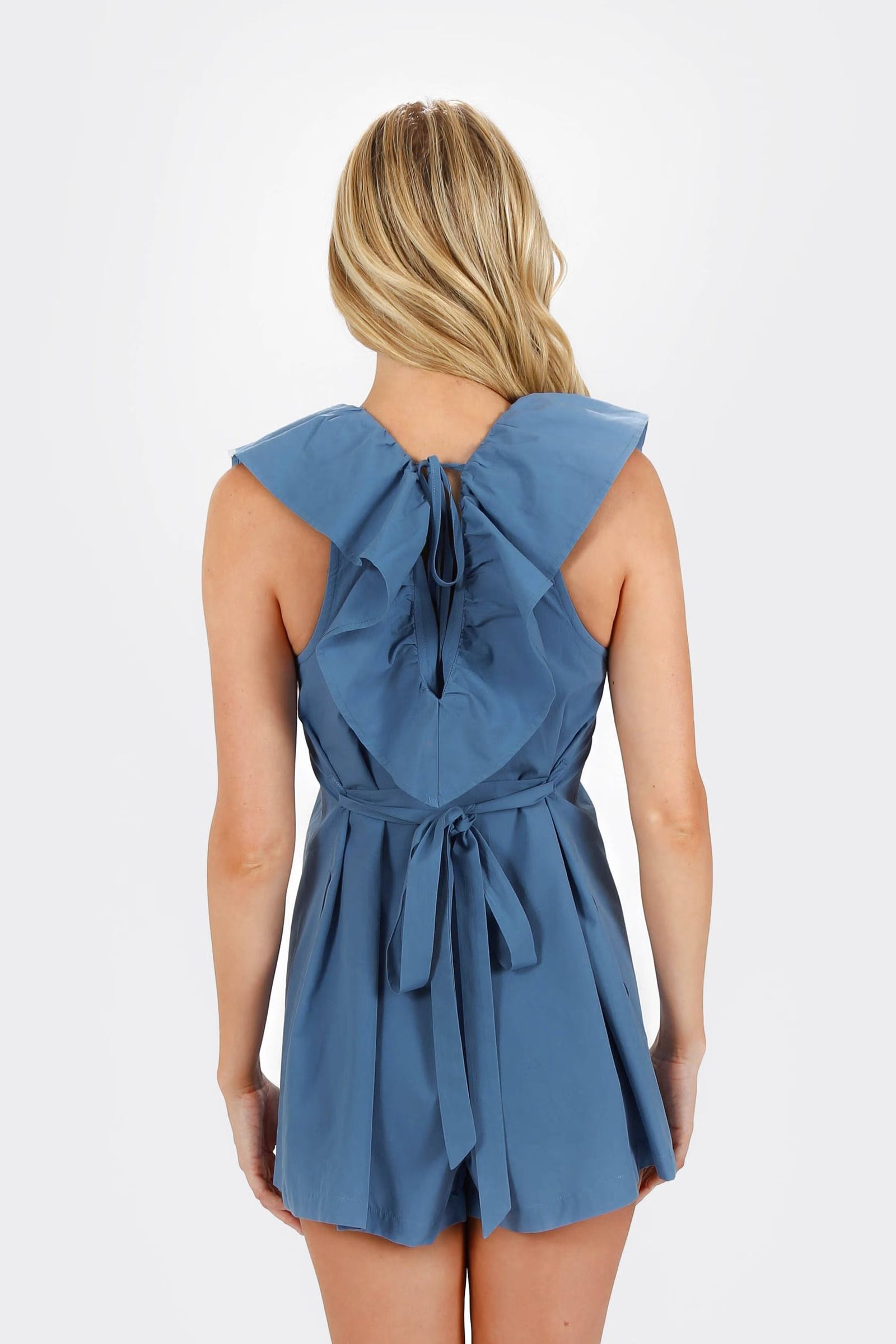 Liana Ruffle Romper - Denim - $26 | Tobi US