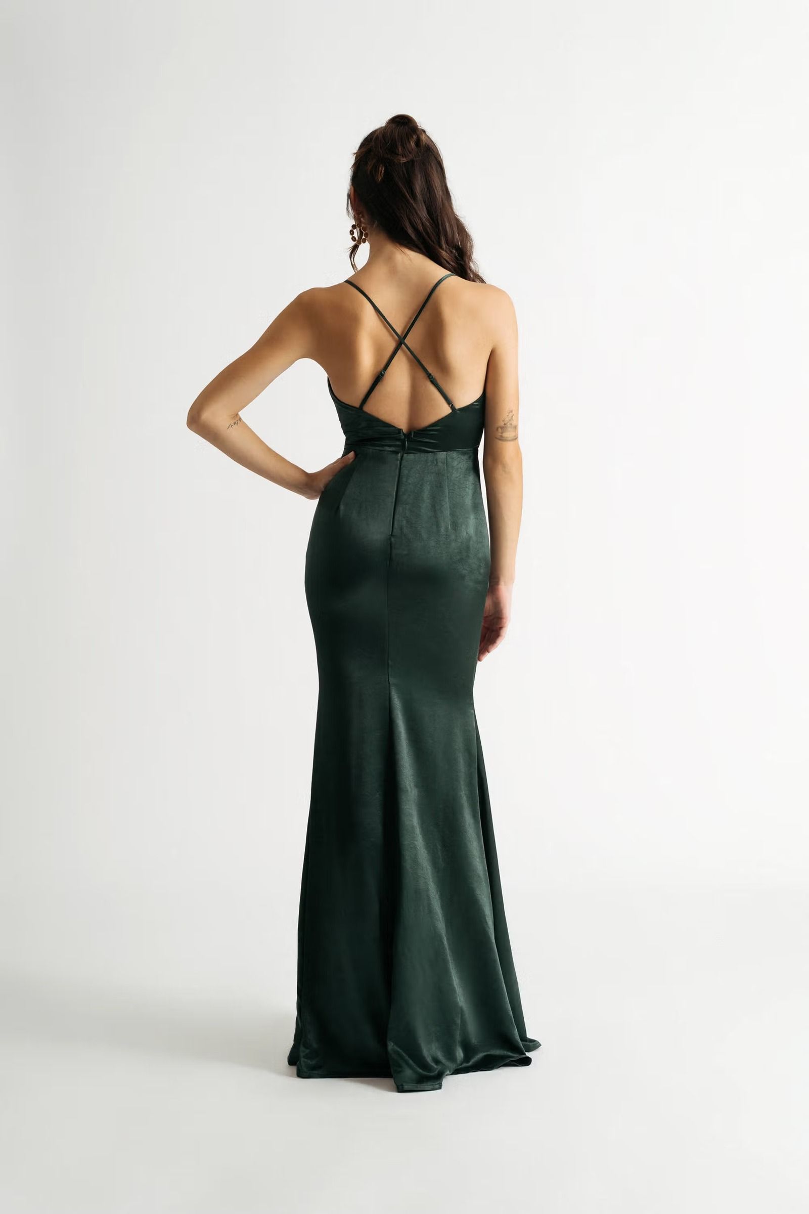 Isabella Satin Mermaid Maxi Dress - Emerald Green - $50 | Tobi US