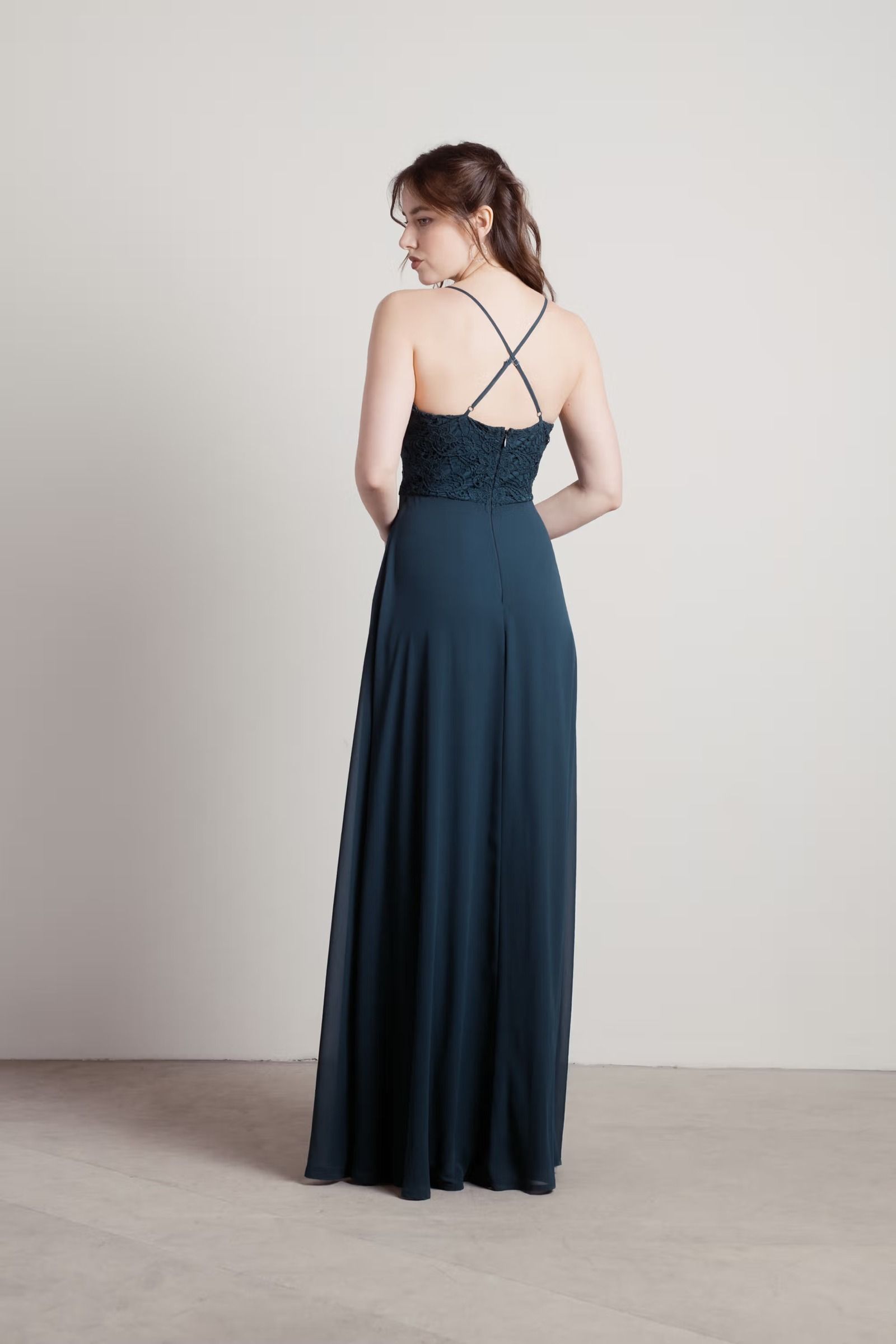 Burgundy Maxi Dress - Red X-Back Dress - Lace High Slit Dress