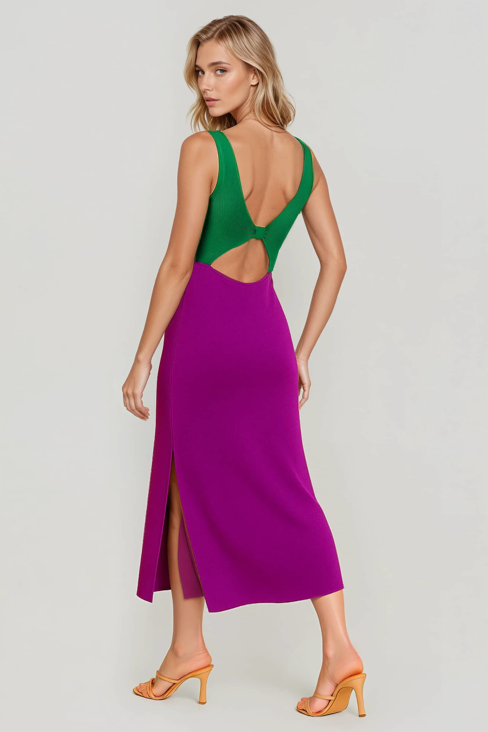 Yareli Plunging Sweater Maxi Dress - Green/Purple - $29 | Tobi US