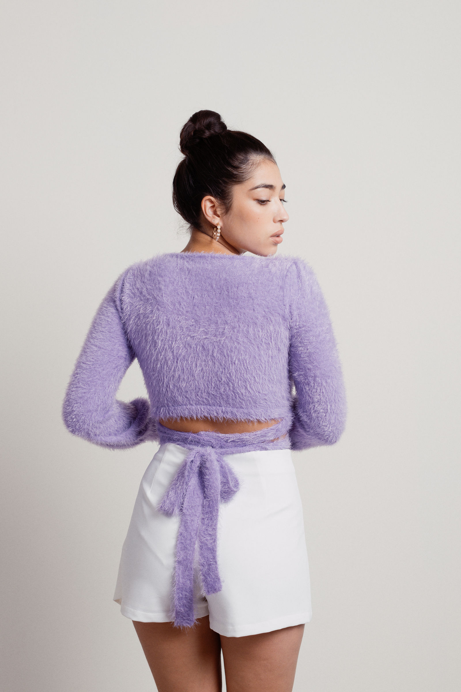 Lavender Crop Top - Fuzzy Crop Top - Purple Crop Top