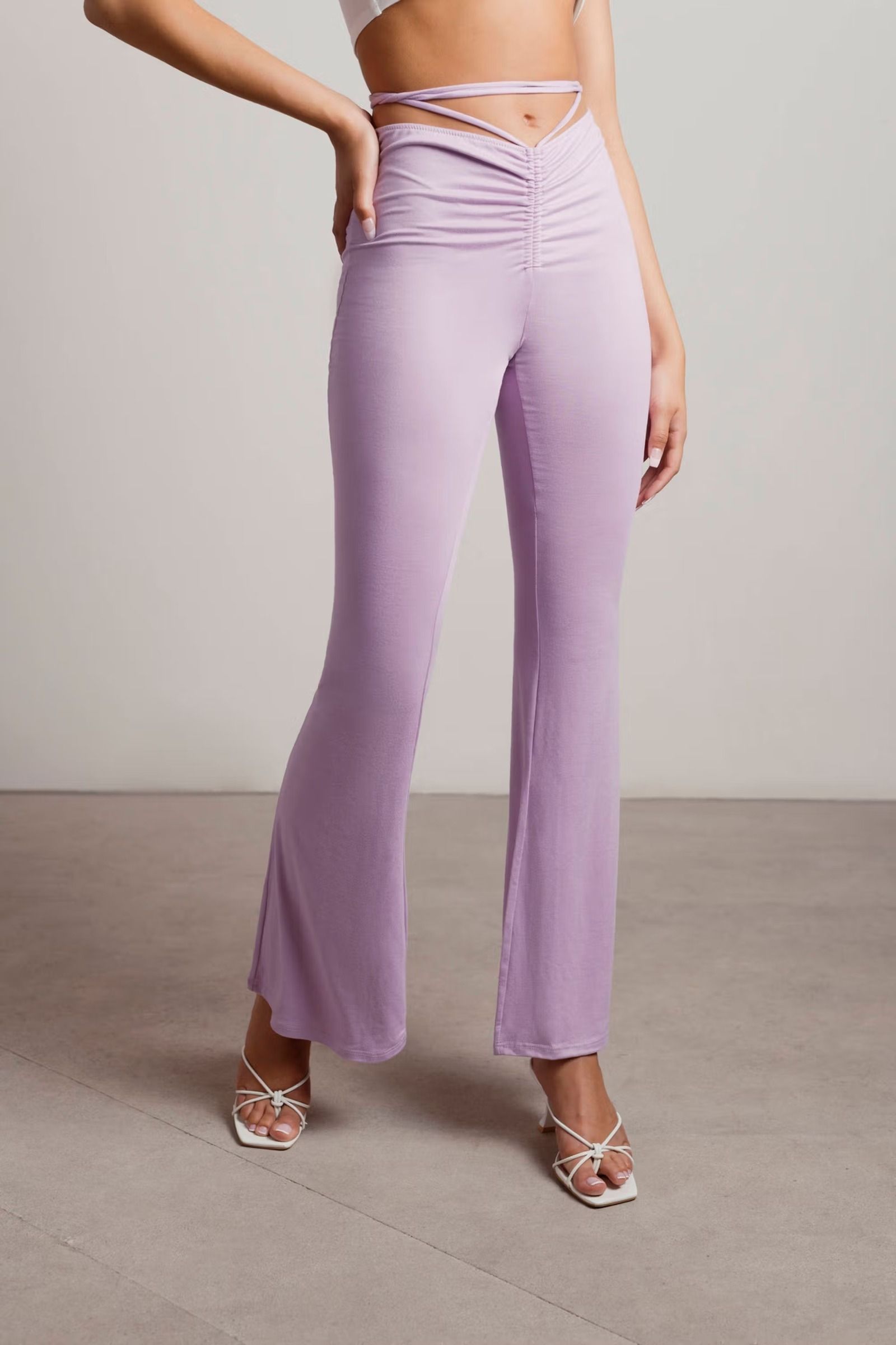 Blue Pants - Front Runched Pants - Wrap Around Waist Pants