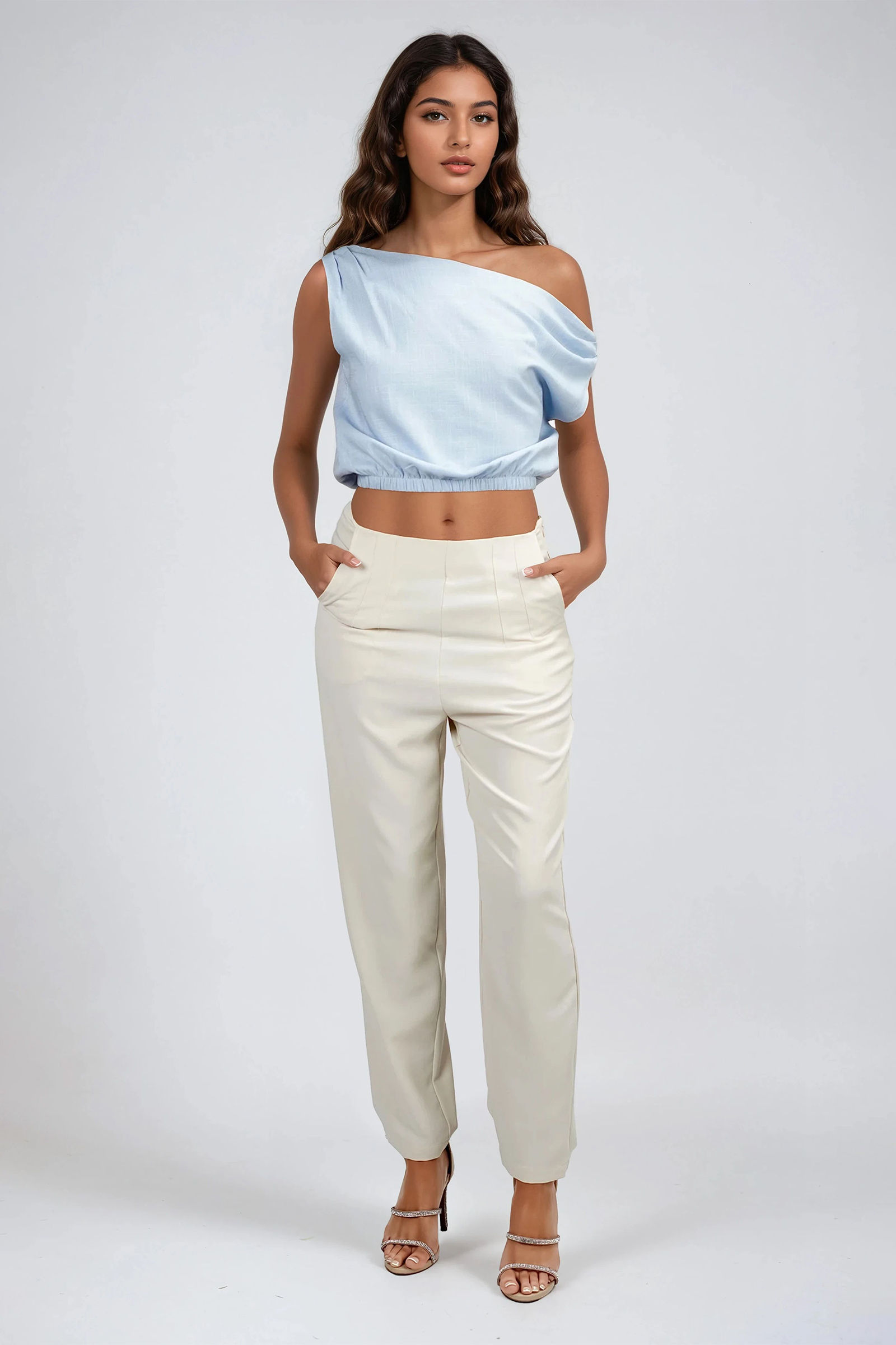 Breeze Babe Asymmetric Crop Top - Light Blue - $27 | Tobi US