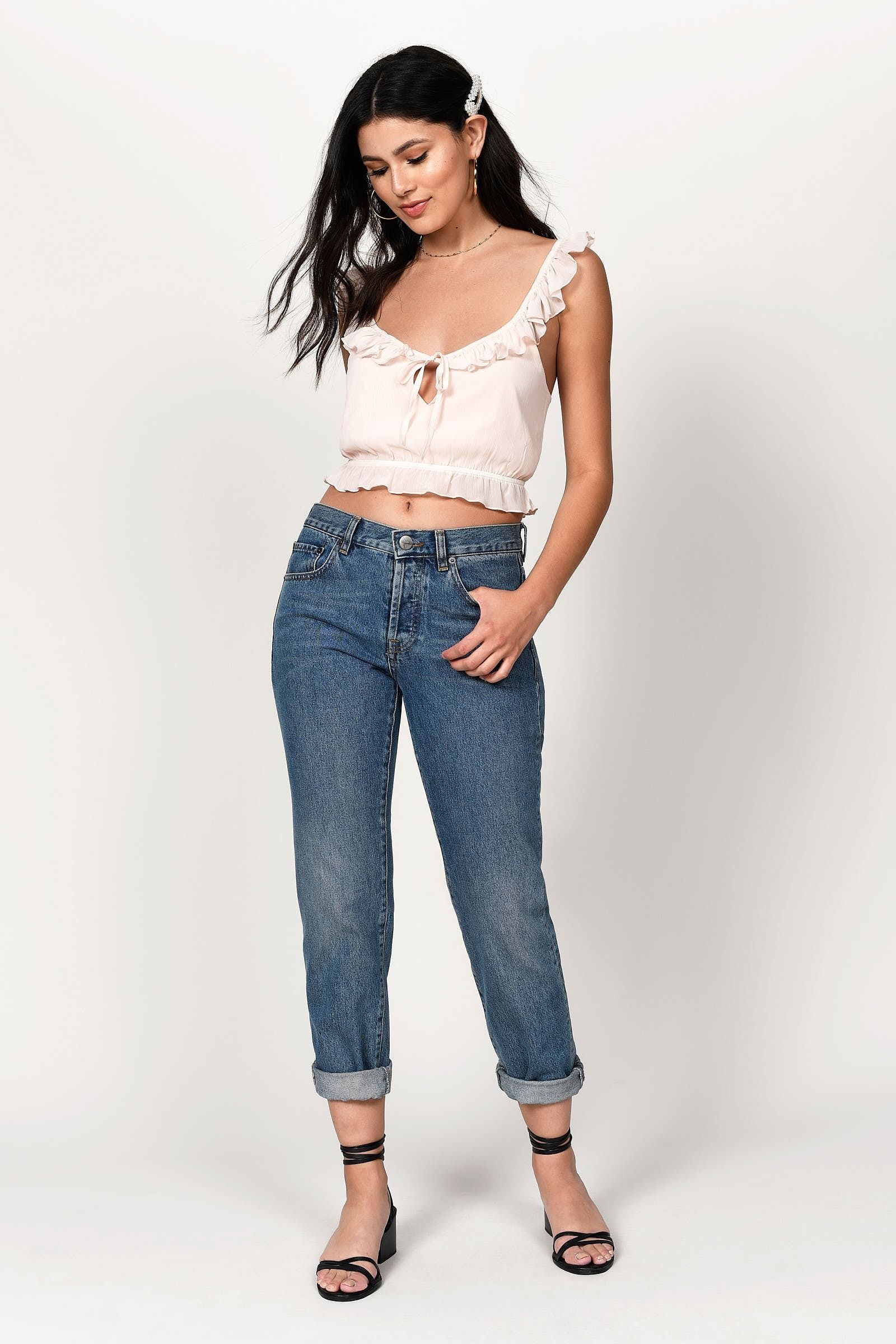 Sexy Red Crop Top - Ruffle Crop Top - Red Keyhole Top