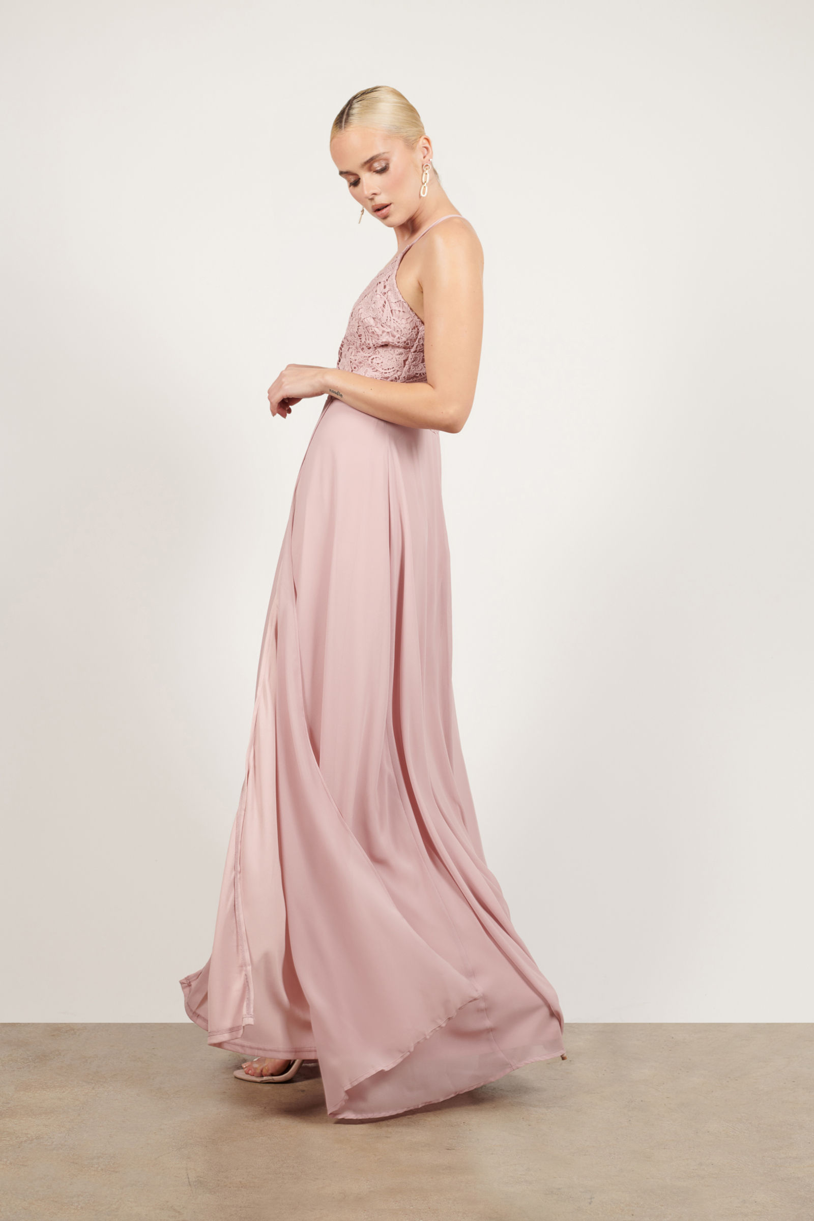 Burgundy Maxi Dress - Red X-Back Dress - Lace High Slit Dress