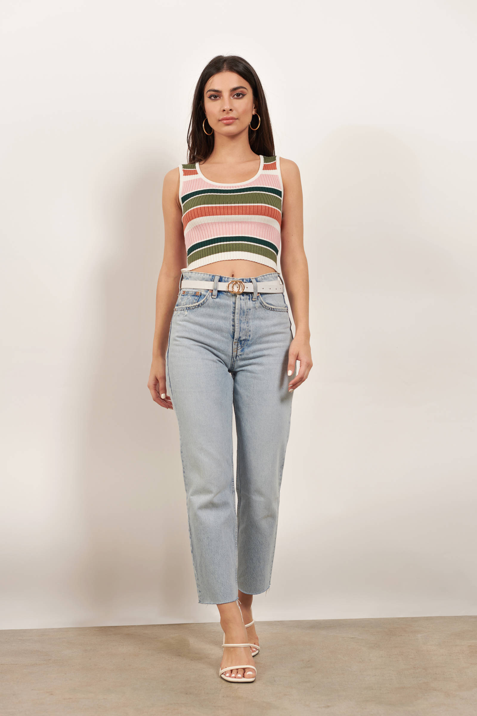 Multi Colour Crop Top - Delicate Knit Crop Top - Striped Crop Top
