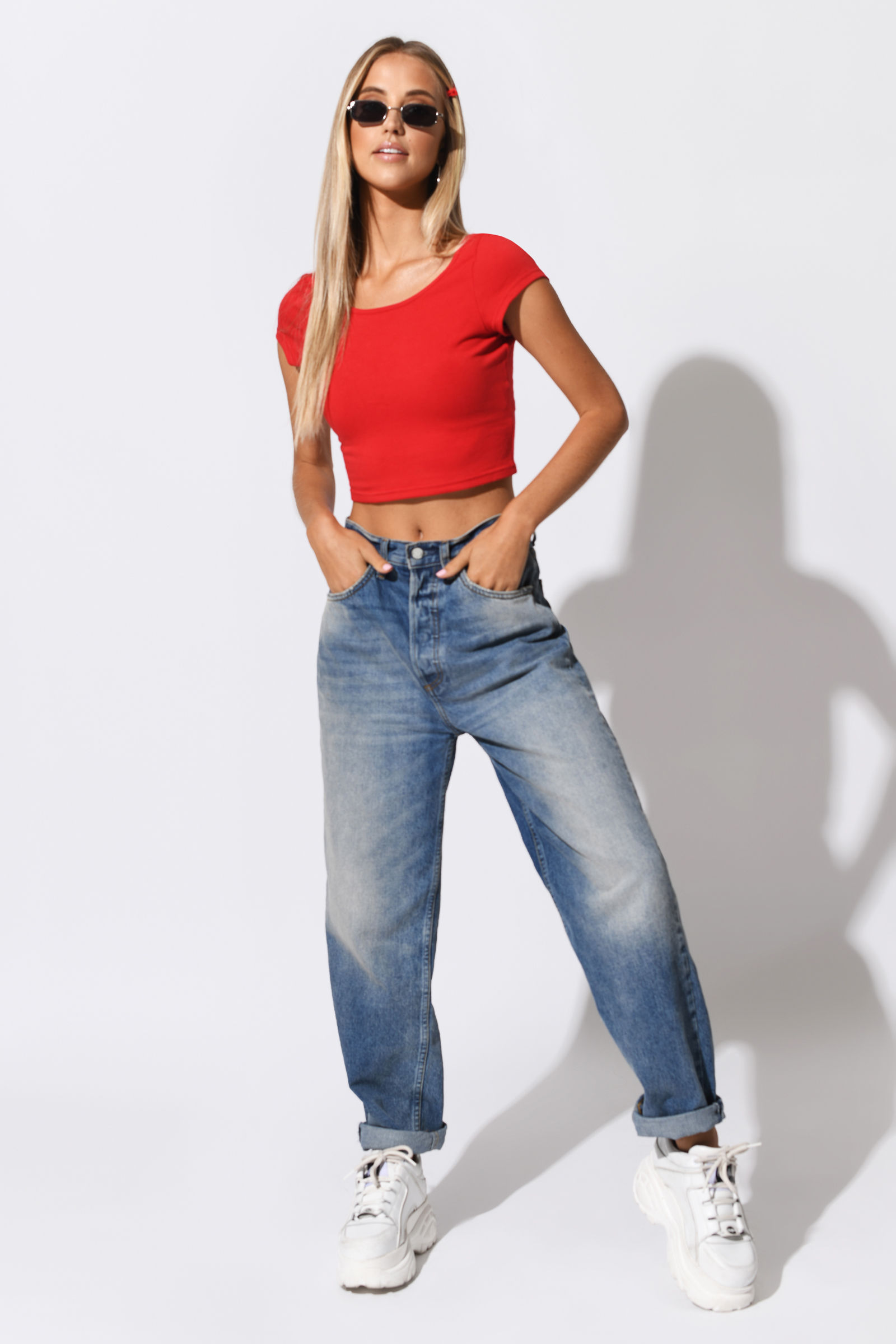 Cute Red Crop Top - Red Top - Scoop Neck Top - Red Crop Top