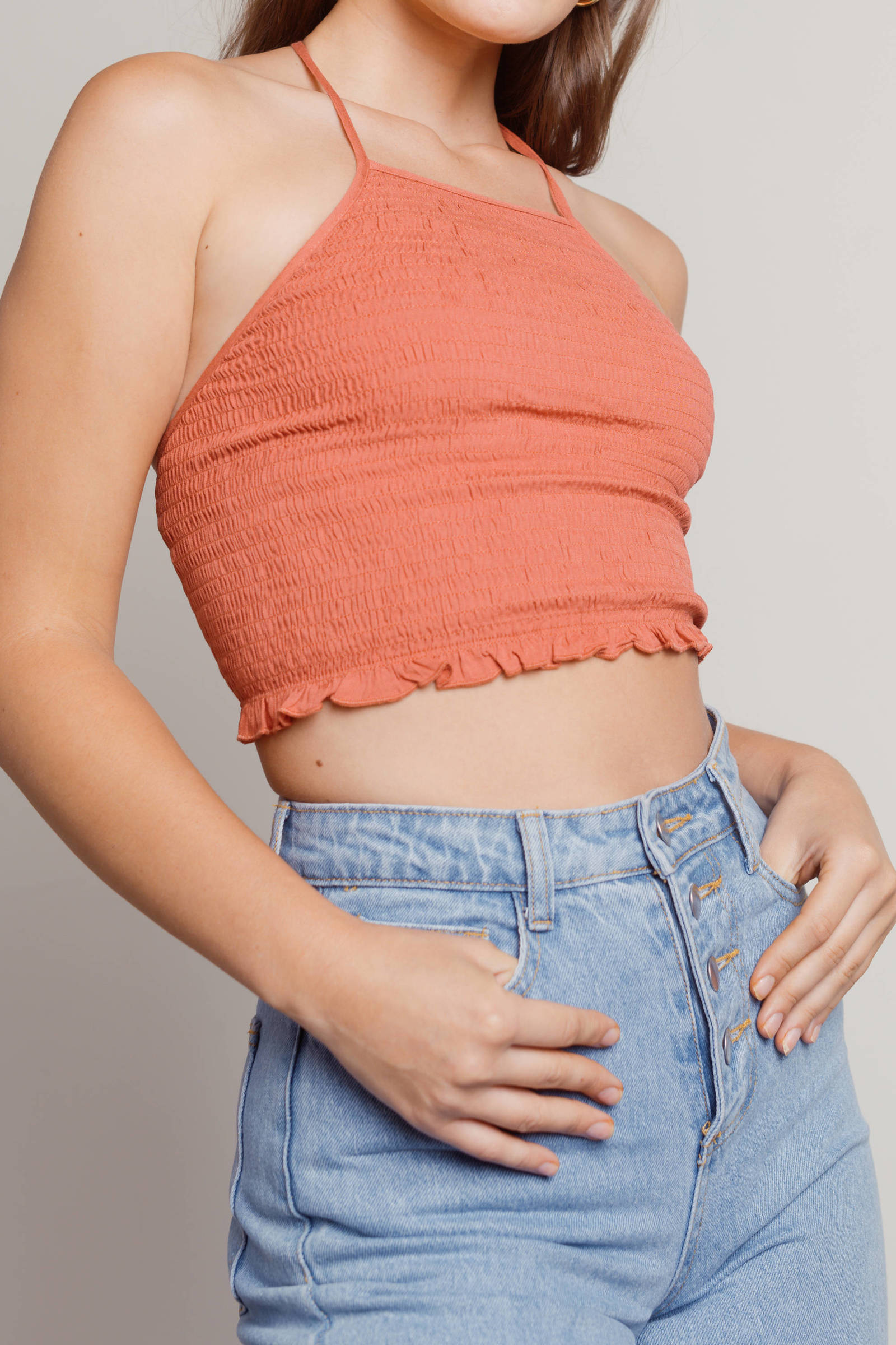 Lavender Crop Top - Smocked Crop Top - Purple Halter