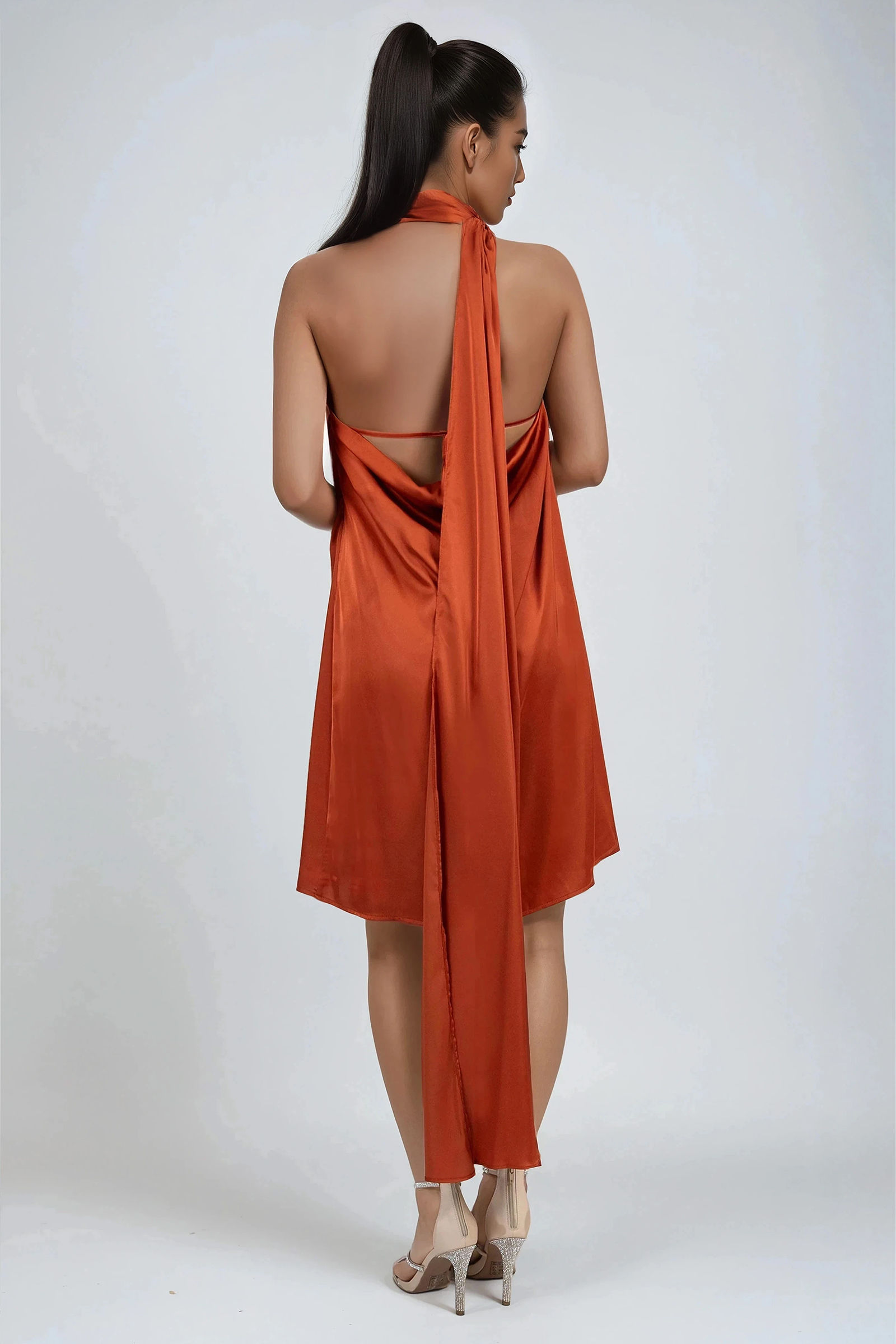 Golden Hour Mock Neck Backless Mini Dress - Rust - $34 | Tobi US