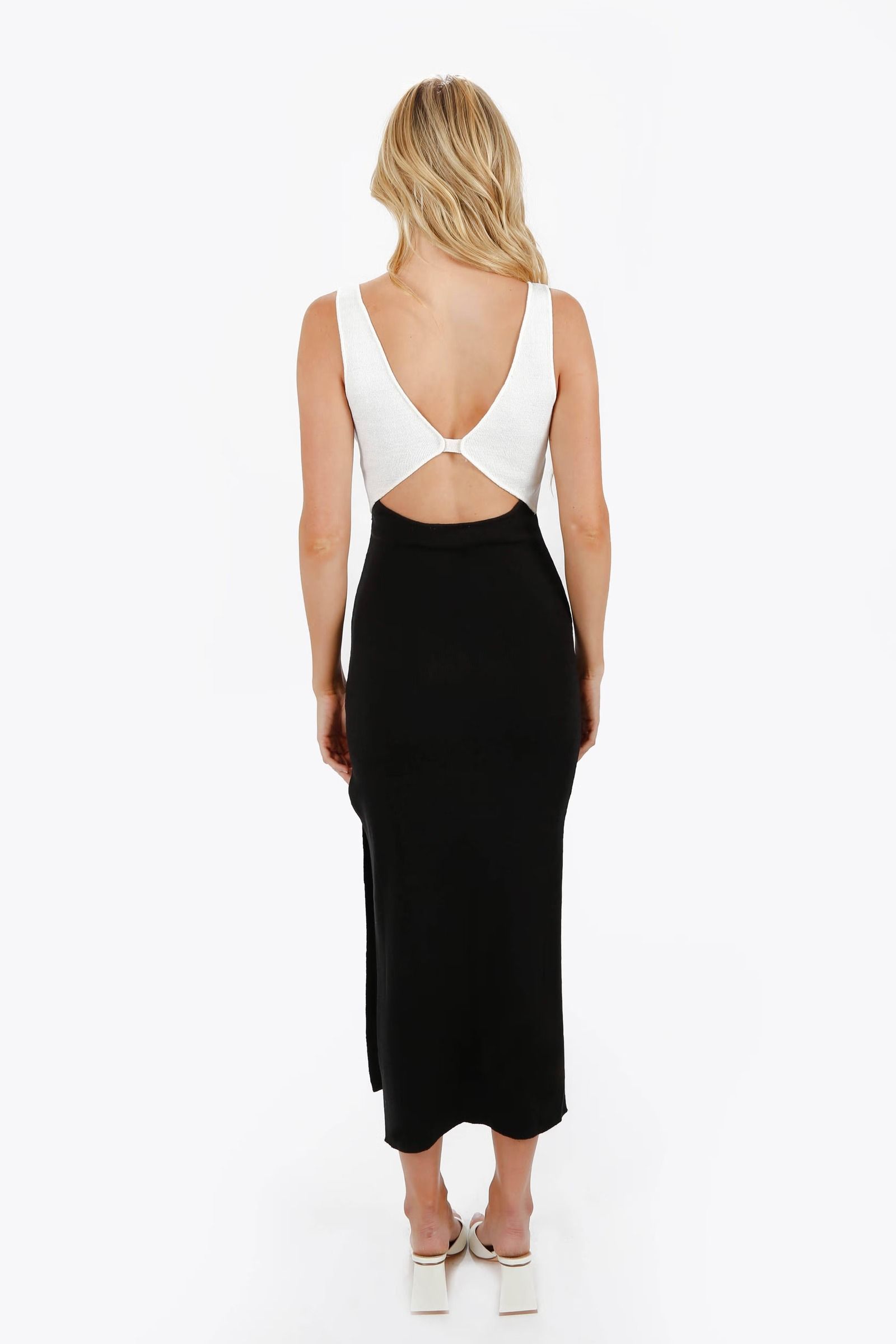 Yareli Plunging Sweater Maxi Dress - White/Black - $29 | Tobi US