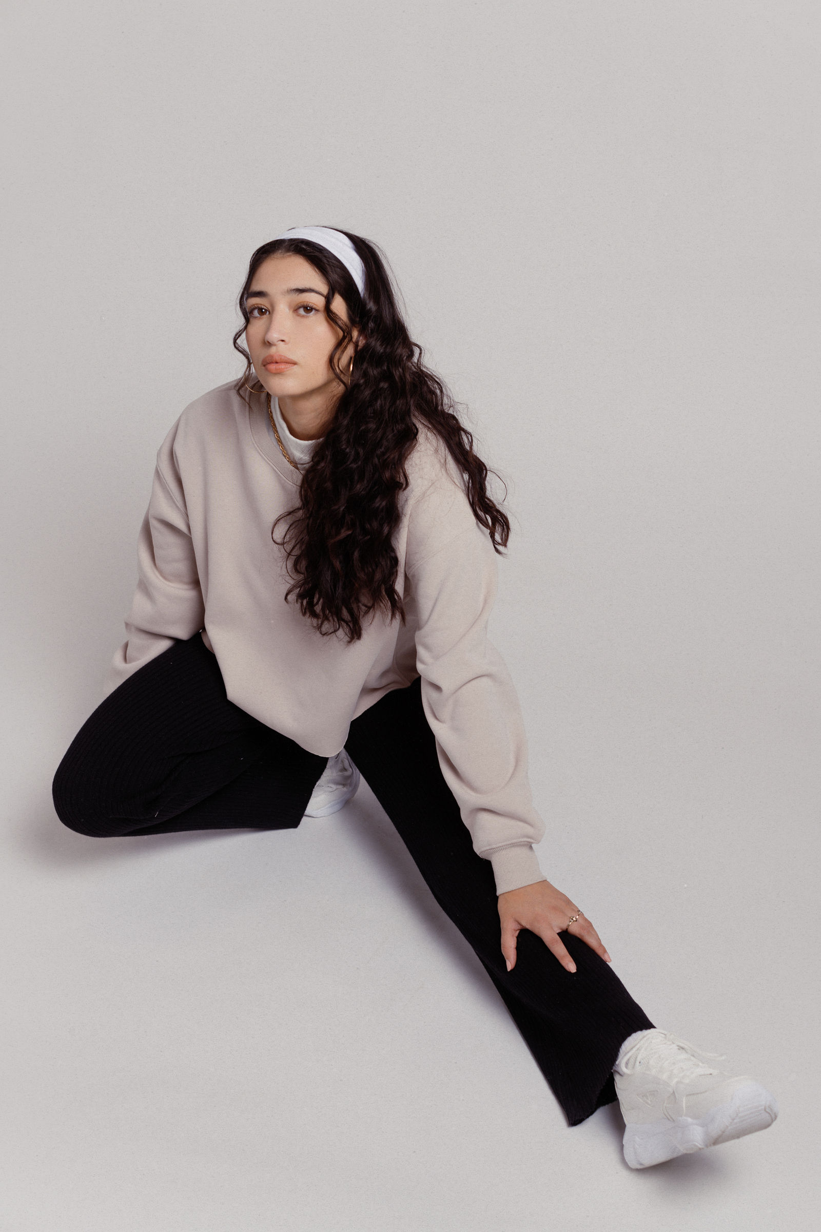 Slate Blue Oversized Sweatshirt - Side Ribbed Sweater - Raw Cut Hem Top