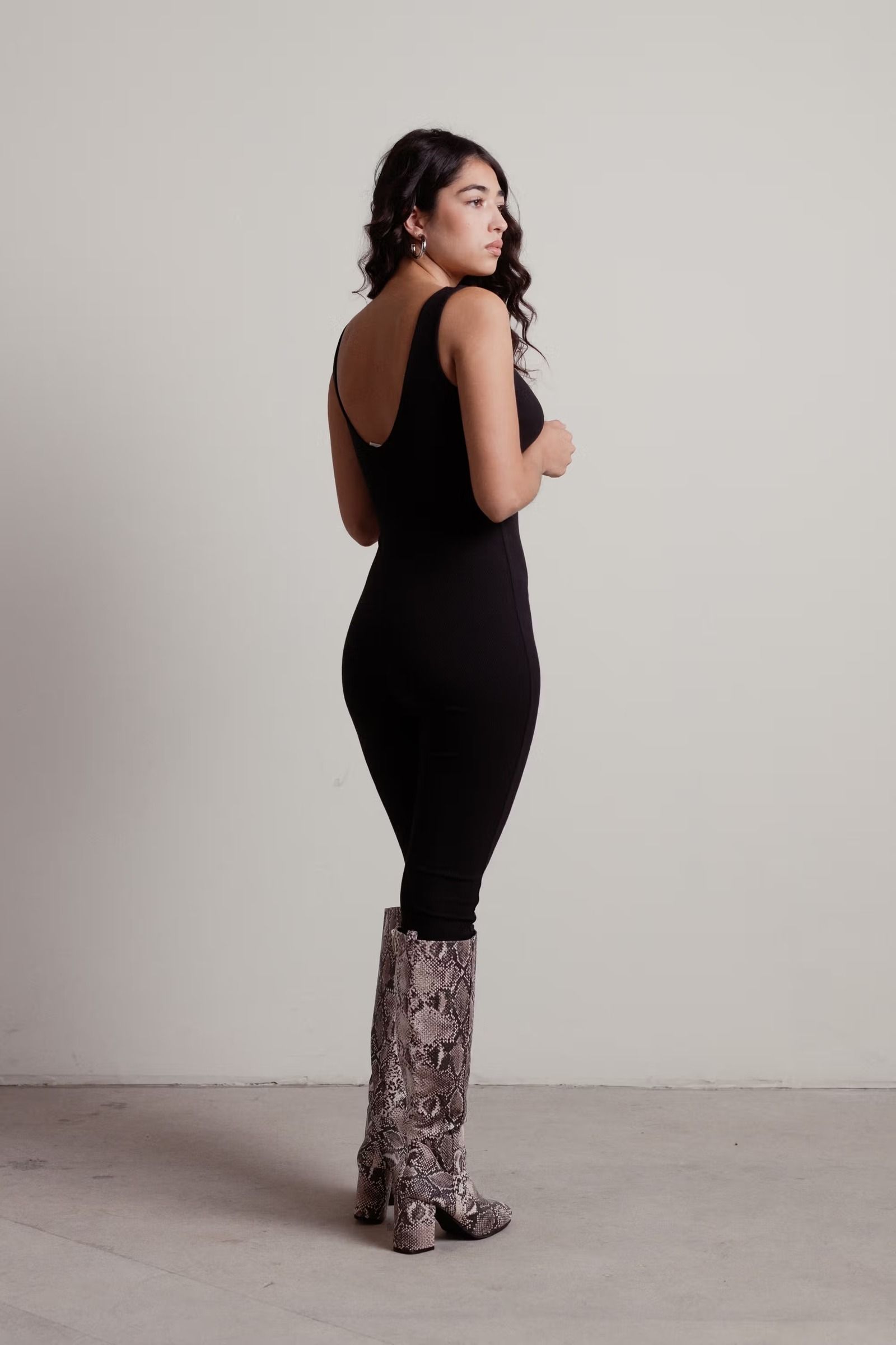 Black Unitard - Ribbed Full Length Unitard - Tight legging fit Unitard