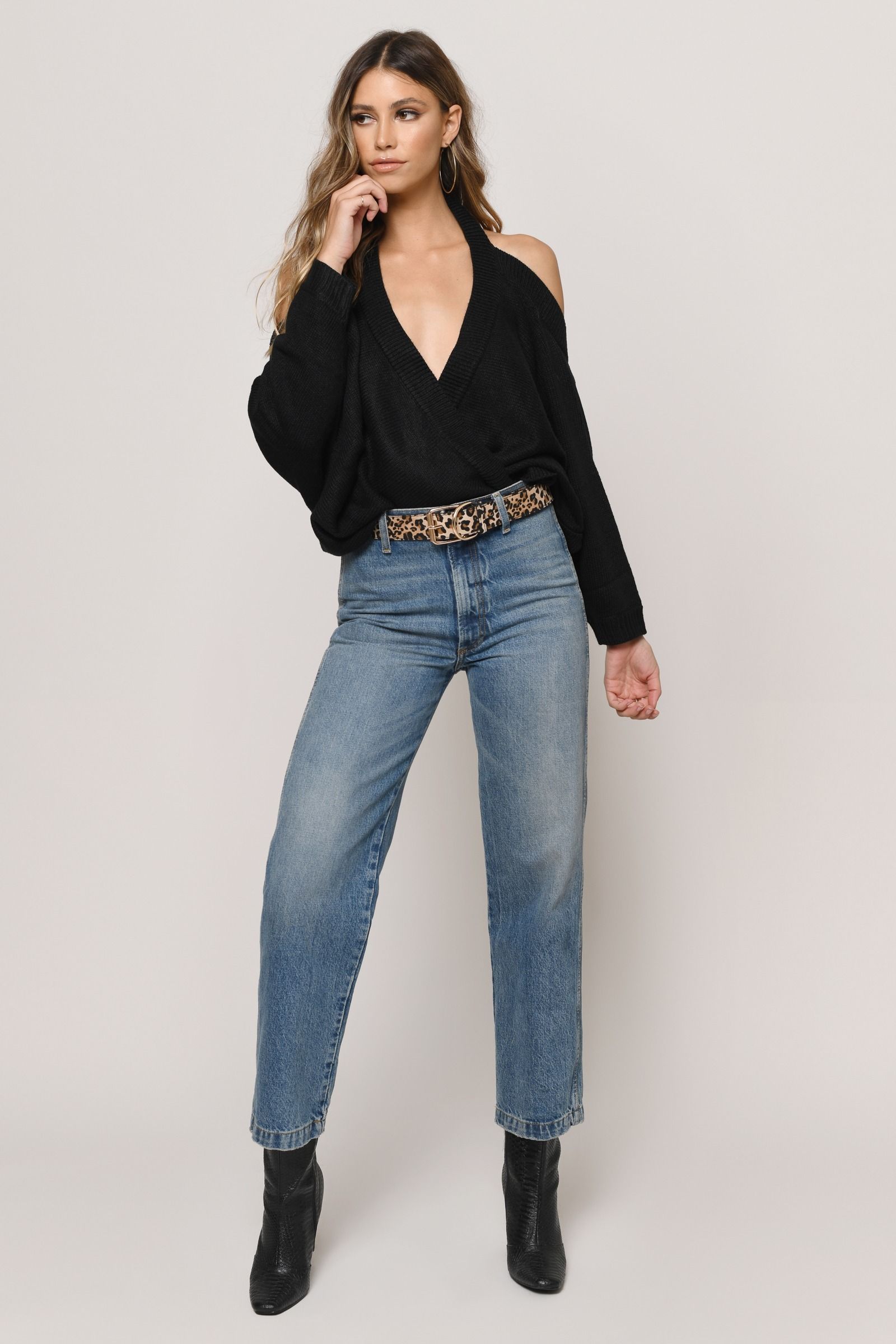 Brown Sweater - Sweater With Halter Neckline - Toast Sweater