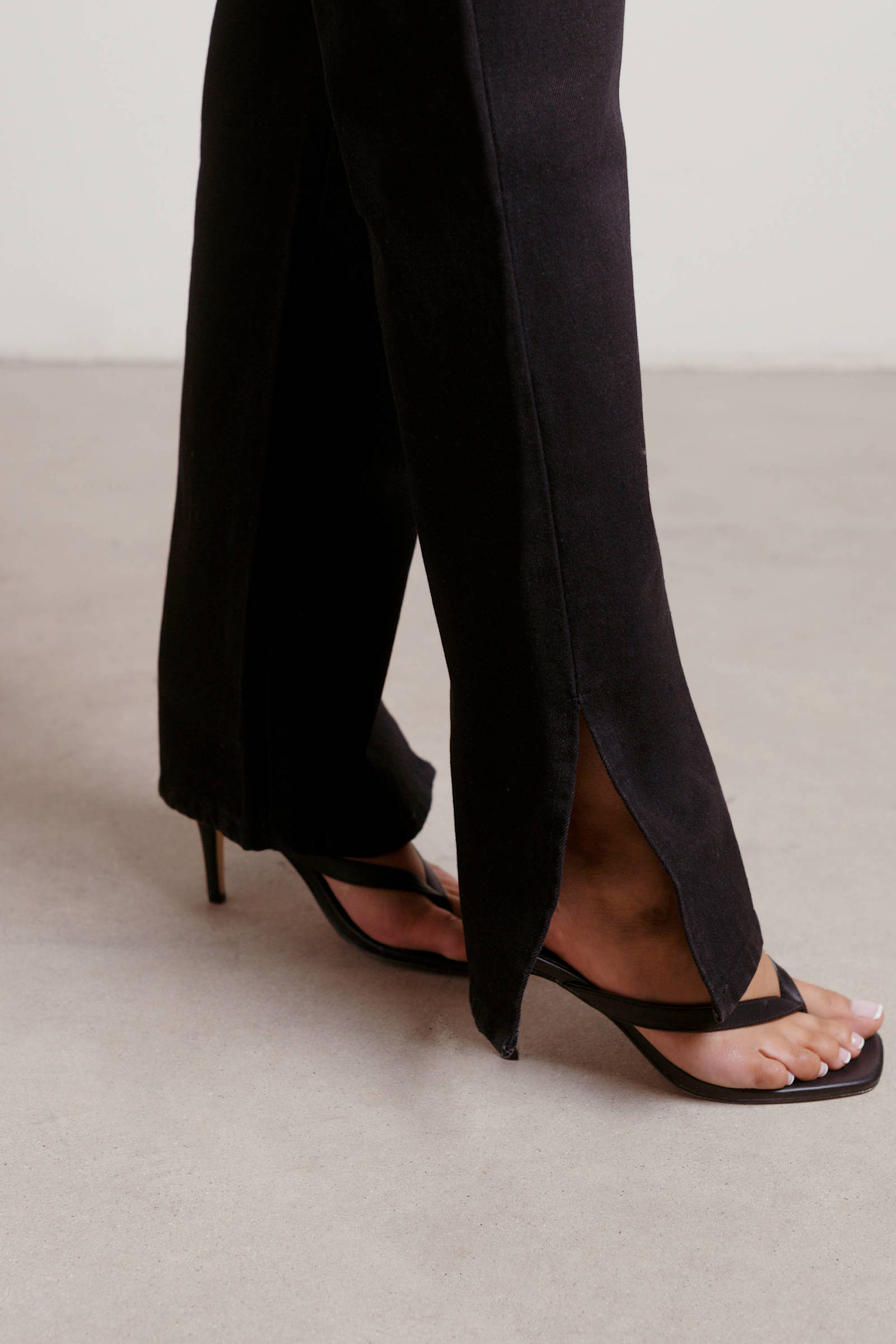 Black Jeans - Straight Leg Jeans - Side Slit Jeans