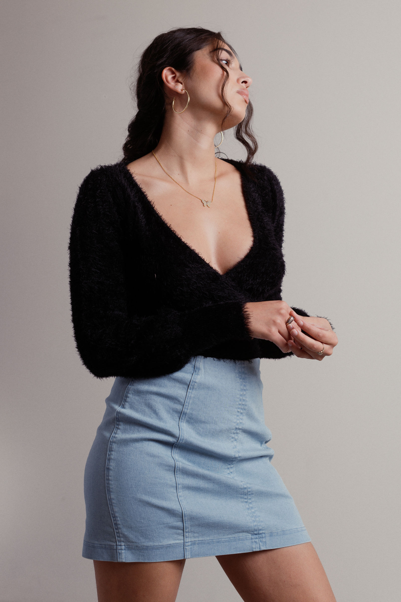 Lavender Crop Top - Fuzzy Crop Top - Purple Crop Top