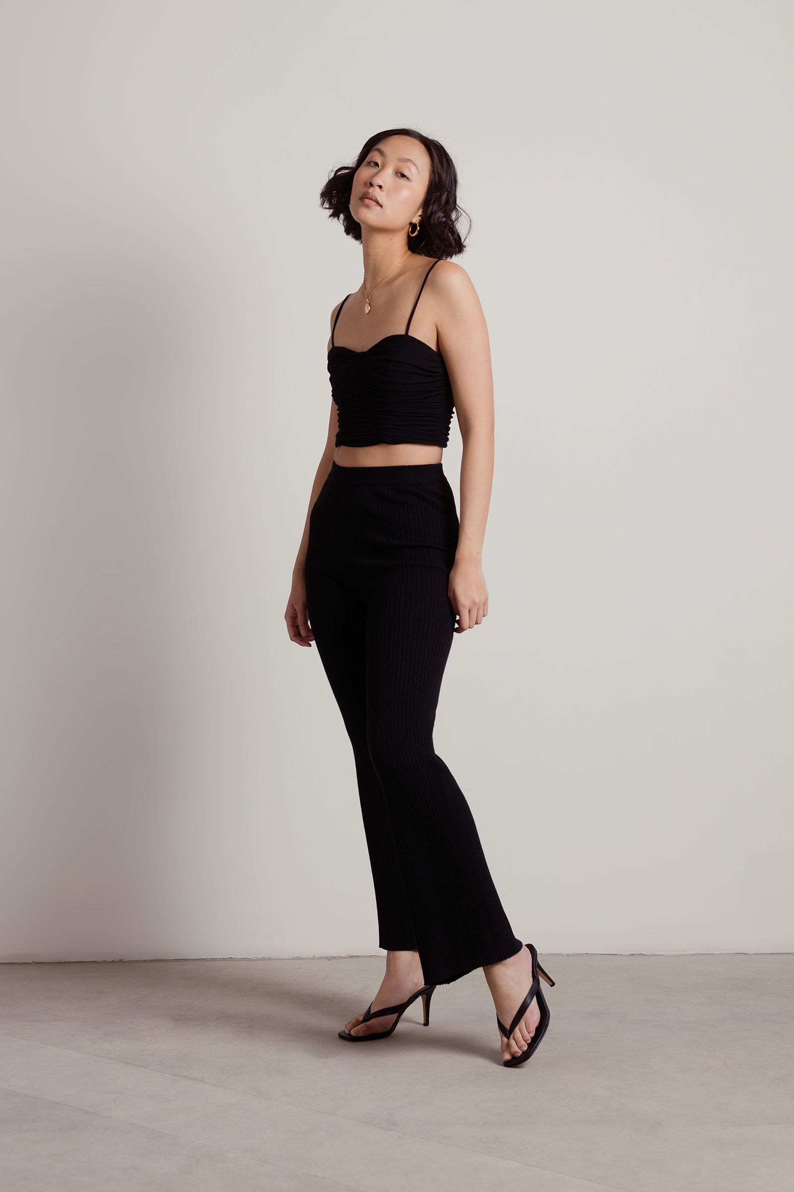 Blue Crop Top - Buff Mesh Halter Crop Top - Front Ruched Crop Top