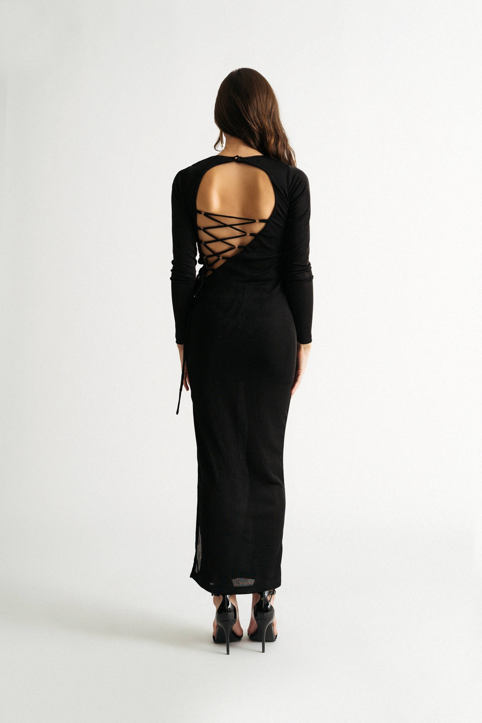 Stay The Night Lace Up Bodycon Maxi Dress - Black - $23 | Tobi US